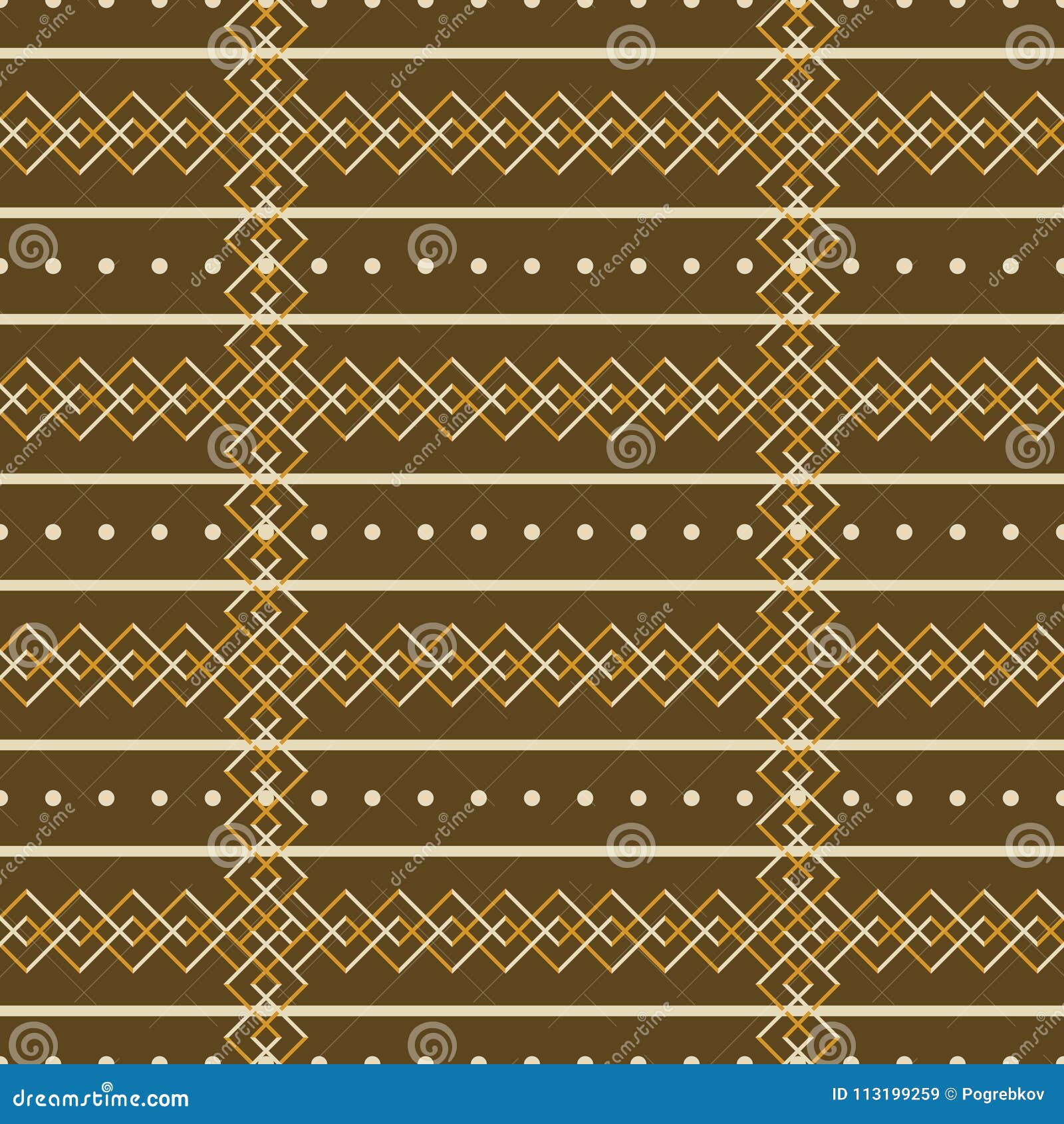 Seamless Geometric Rustic Pattern in Brown and Orange Colors Stock ...