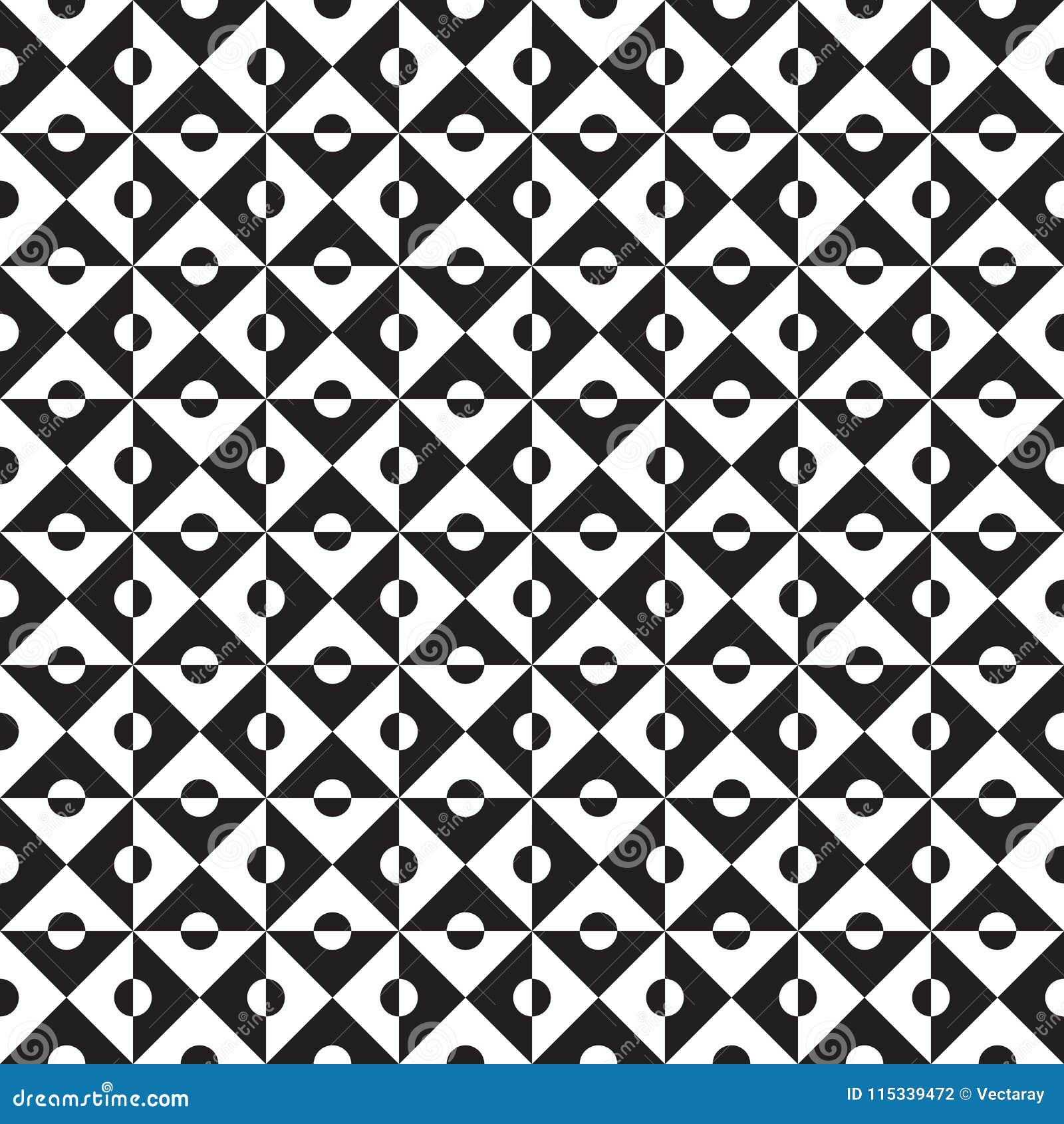 Seamless Abstract Geometric Square and Circle Intersection Pattern Stock Illustration ...