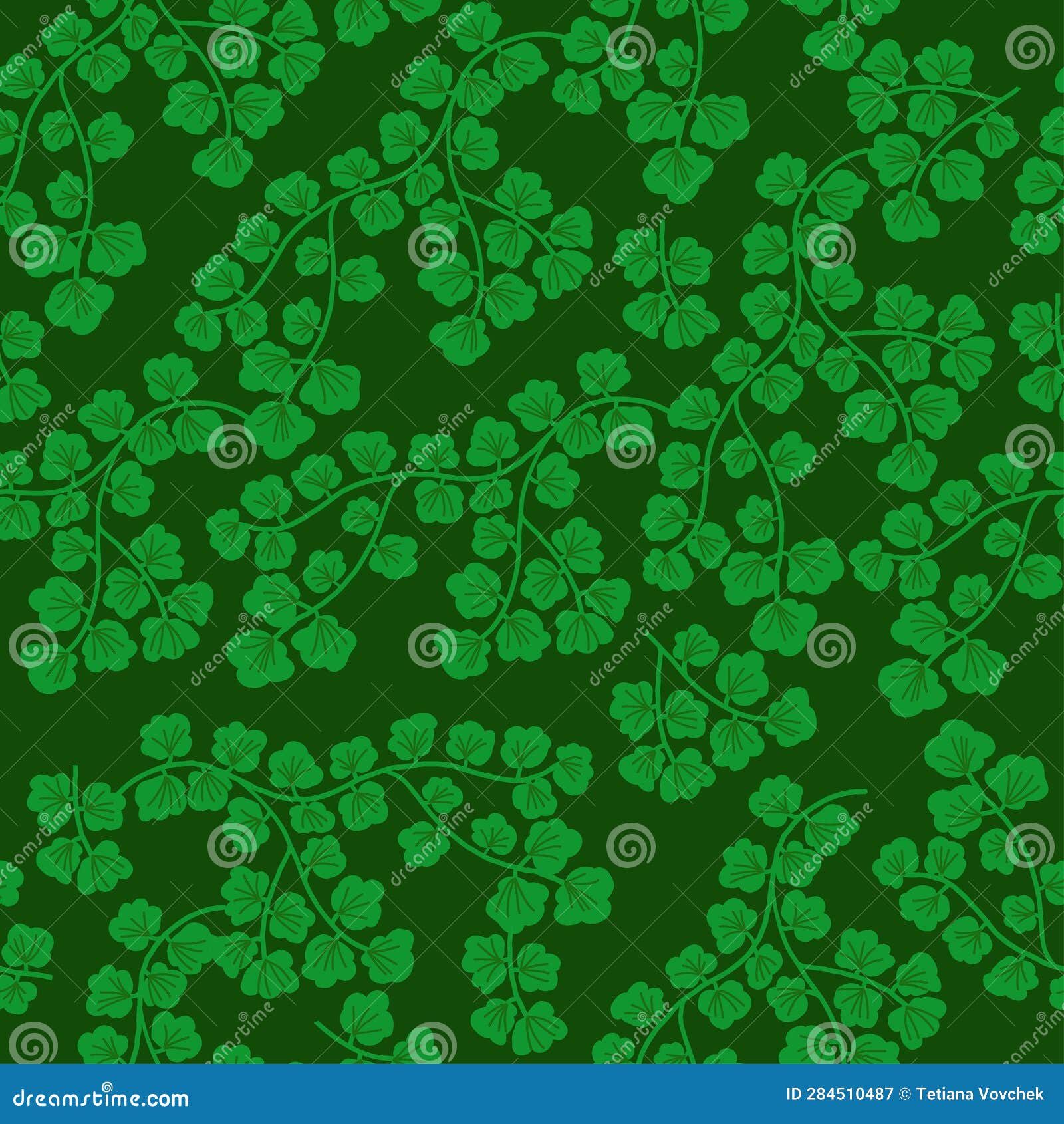 Seamless Abstract Green Pattern with Leaves , Vector Floral Background ...
