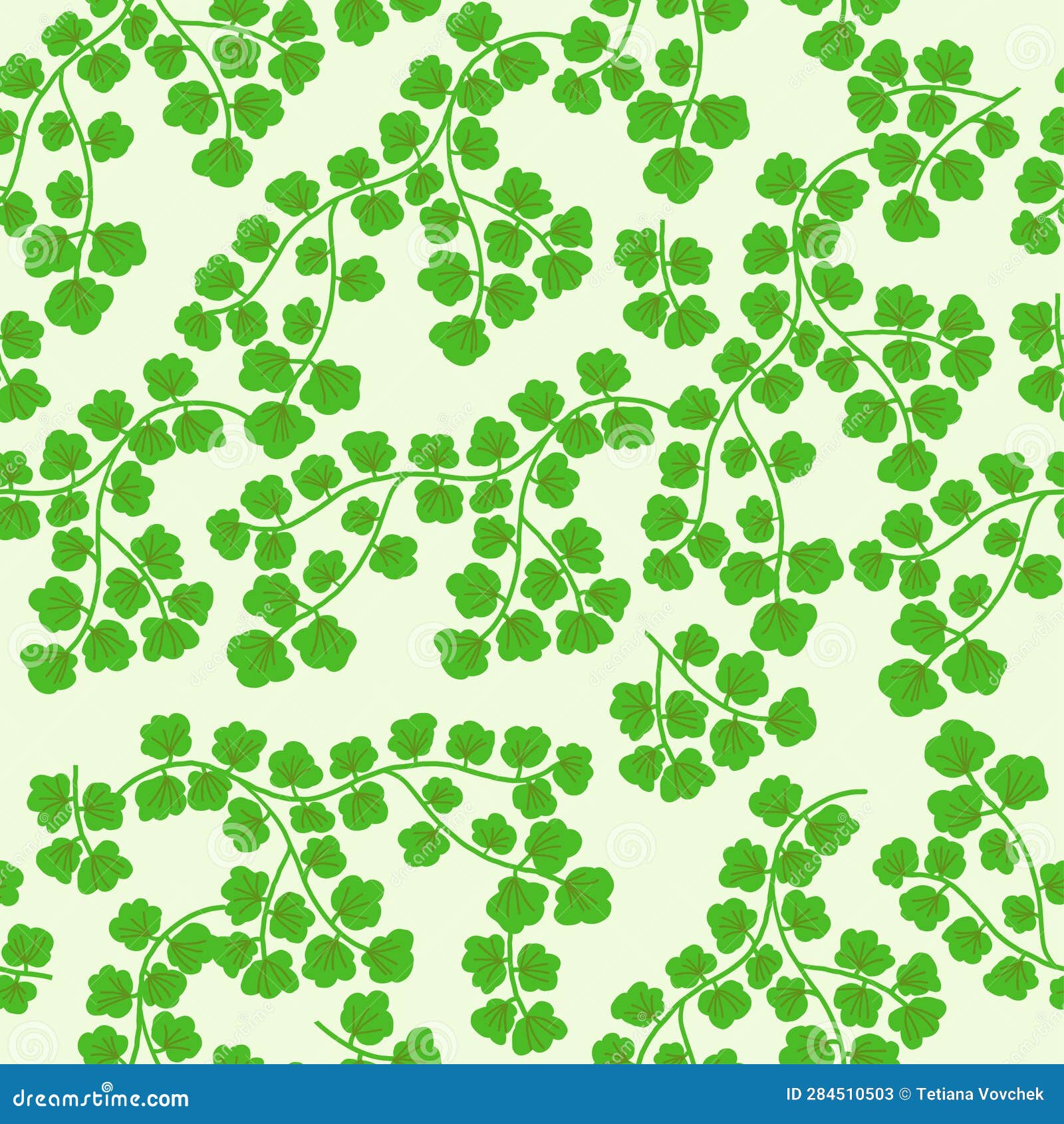 Seamless Abstract Green Pattern with Leaves , Vector Floral Background ...