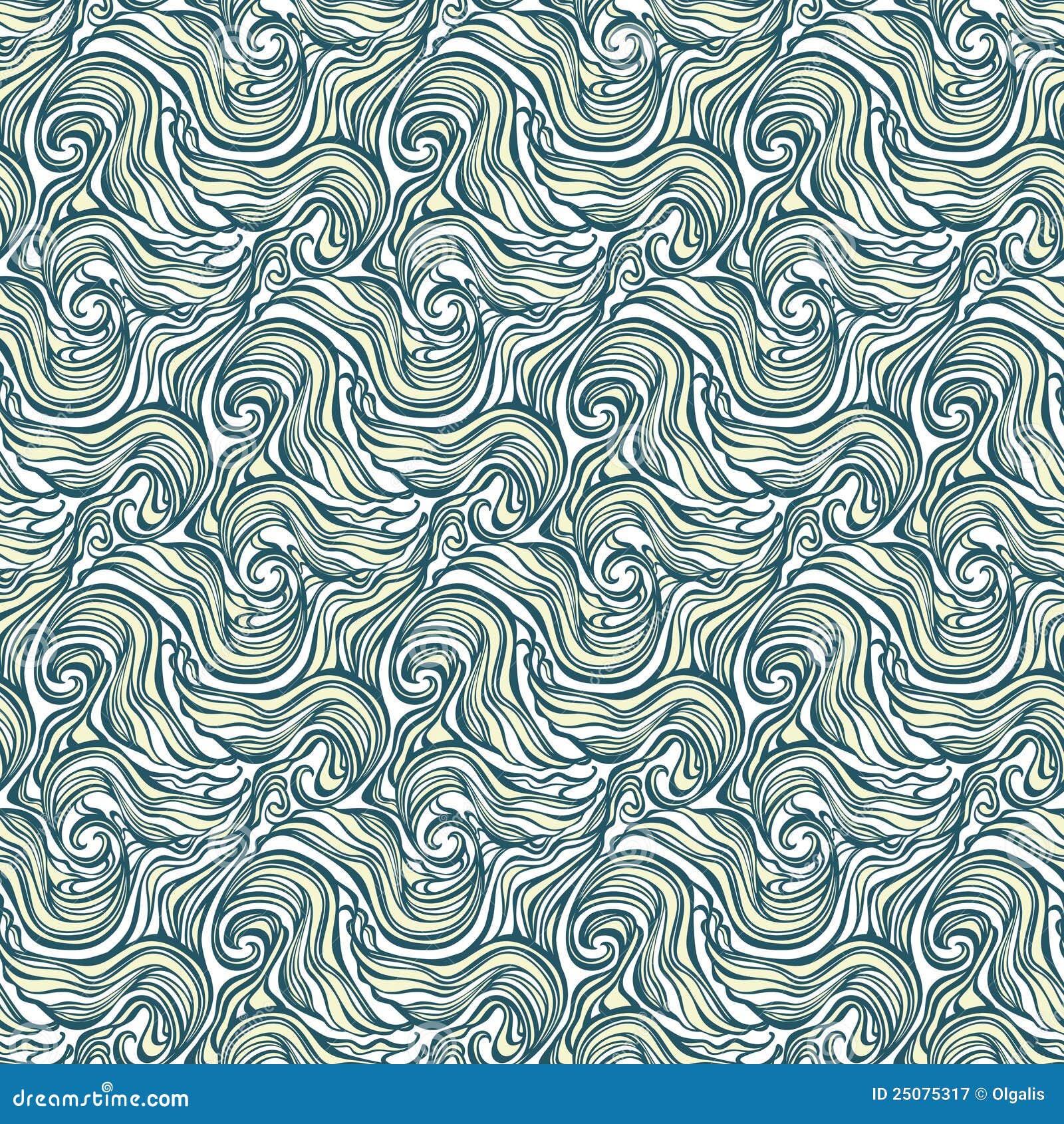 Seamless Abstract Hand-drawn Curly Pattern Stock Illustration ...