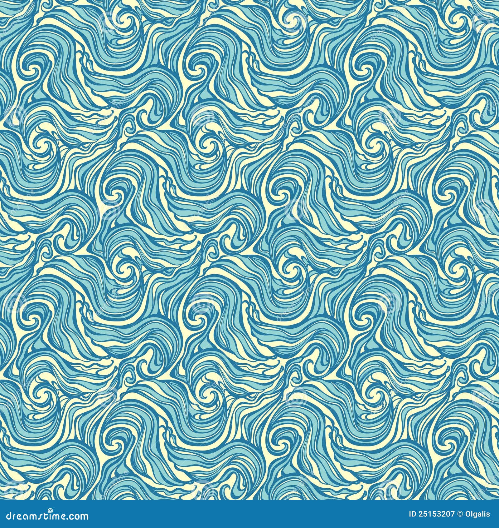 Seamless Abstract Hand-drawn Curly Pattern Stock Illustration ...