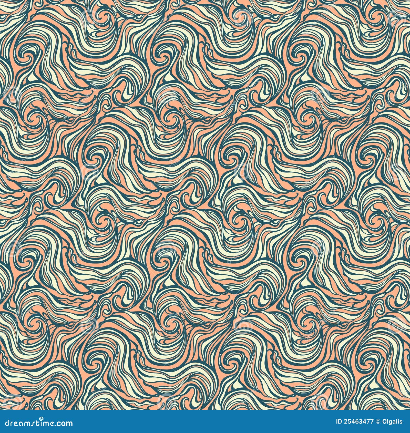 Seamless Abstract Hand-drawn Curly Pattern Stock Illustration ...