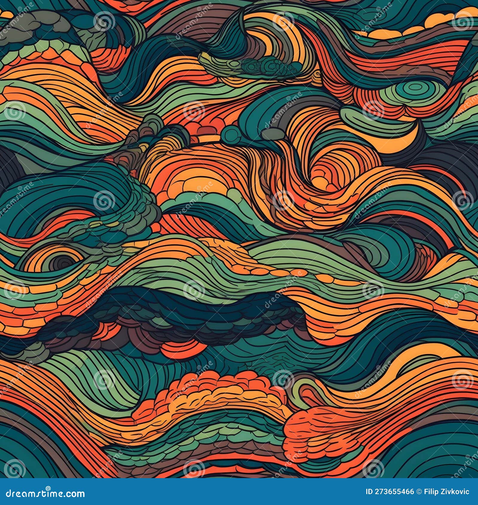 Seamless Psychedelic Wave Pattern Background Texture. Generative AI ...