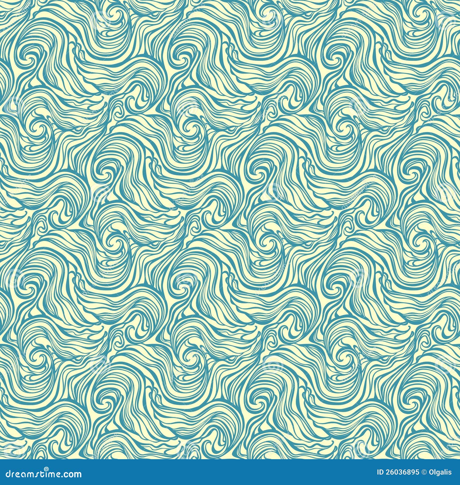 Seamless Abstract Hand-drawn Wave Pattern Stock Illustration ...