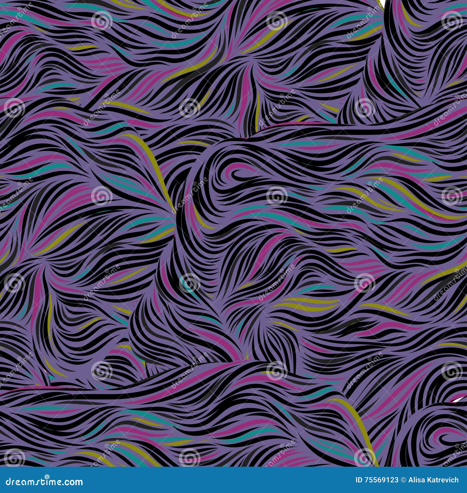 Seamless Abstract Hand-drawn Waves Pattern, Background. Illustration ...