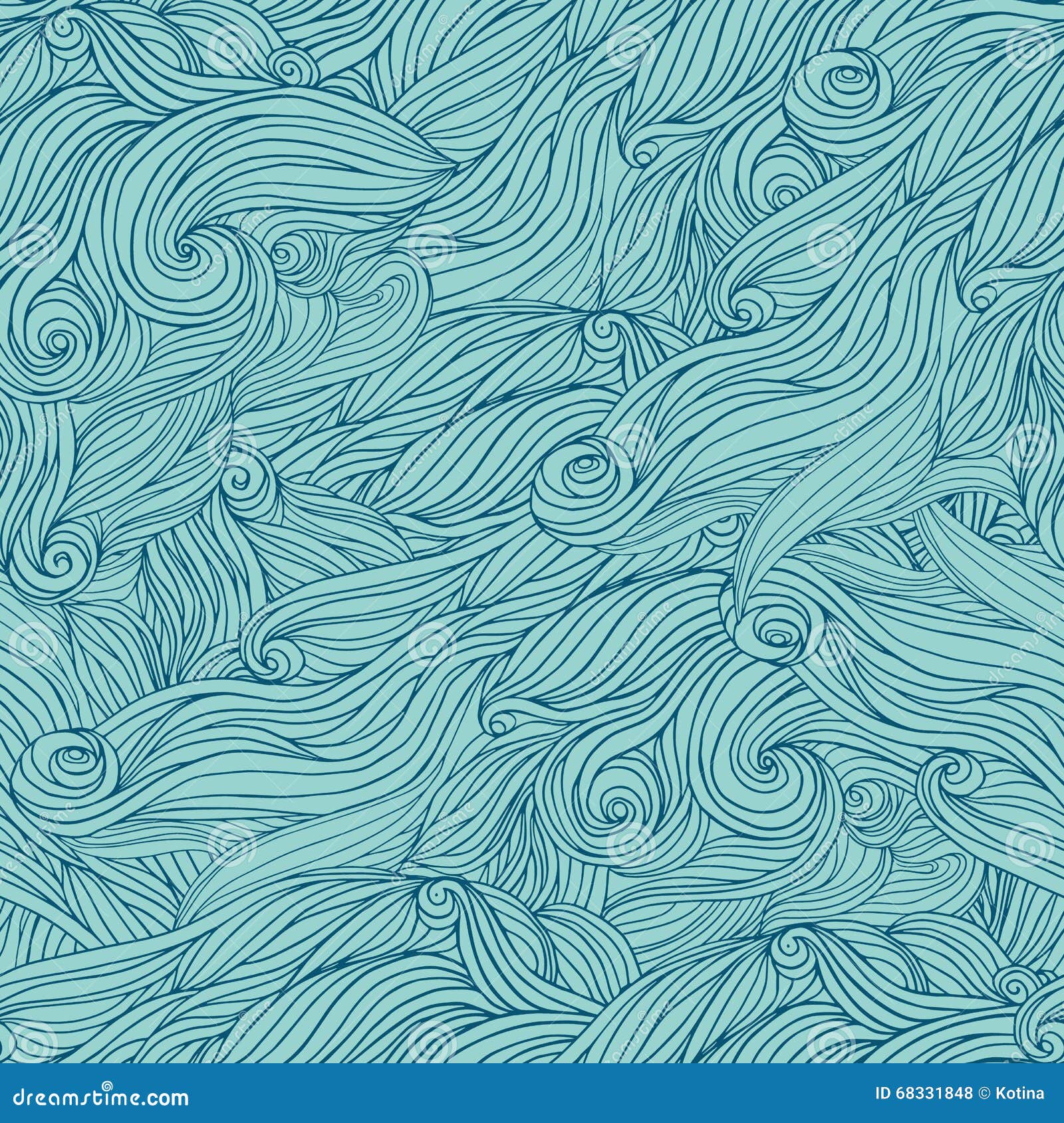 Seamless Abstract Hand-drawn Waves Pattern. Stock Vector - Illustration ...