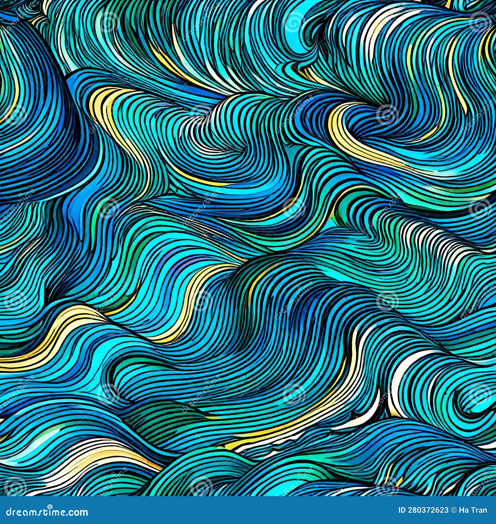 Seamless Abstract Hand-drawn Waves Pattern, Wavy Background Stock ...