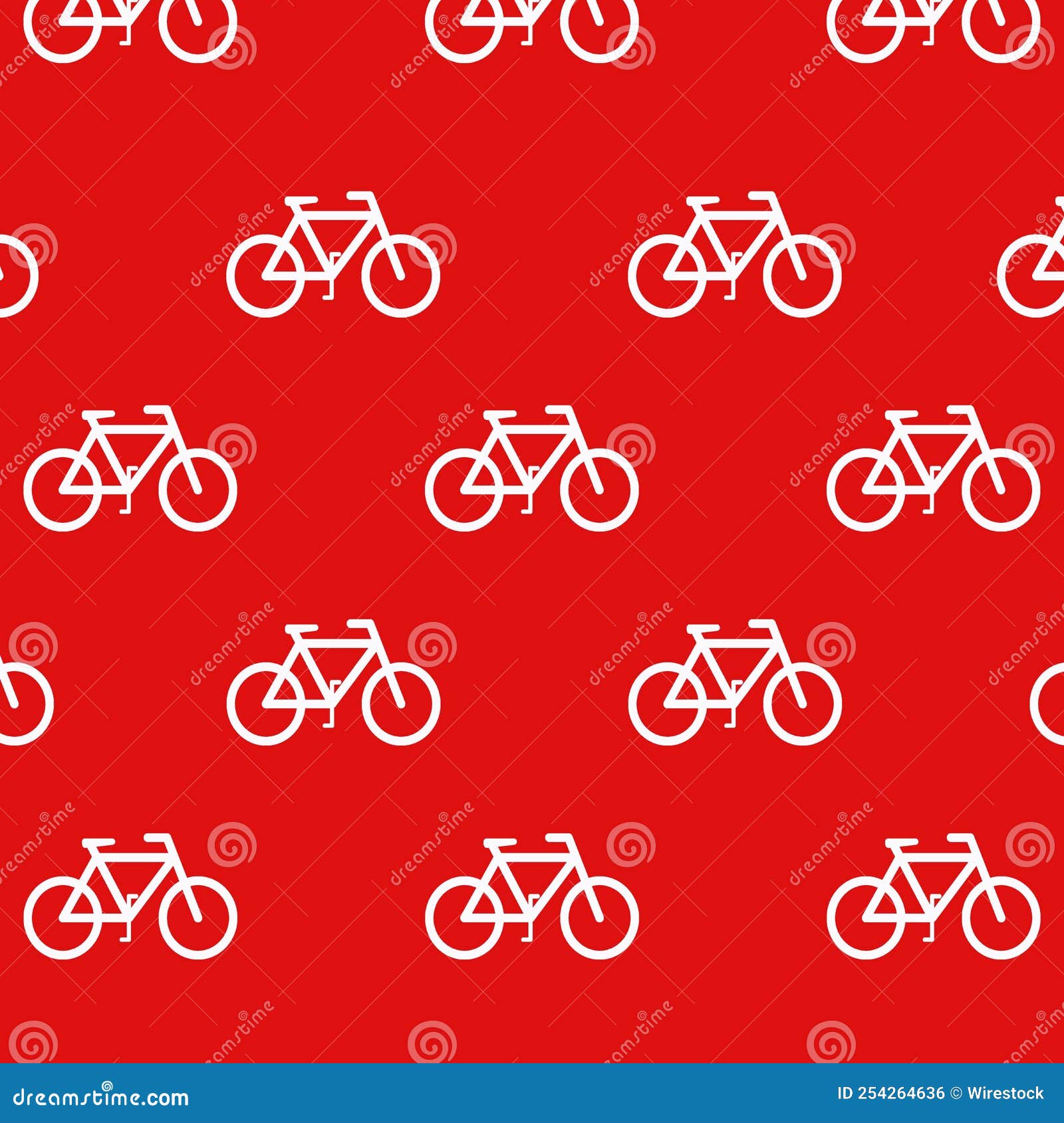 Seamless Abstract Illustration of Bicycle Icon Patterns on a Red ...