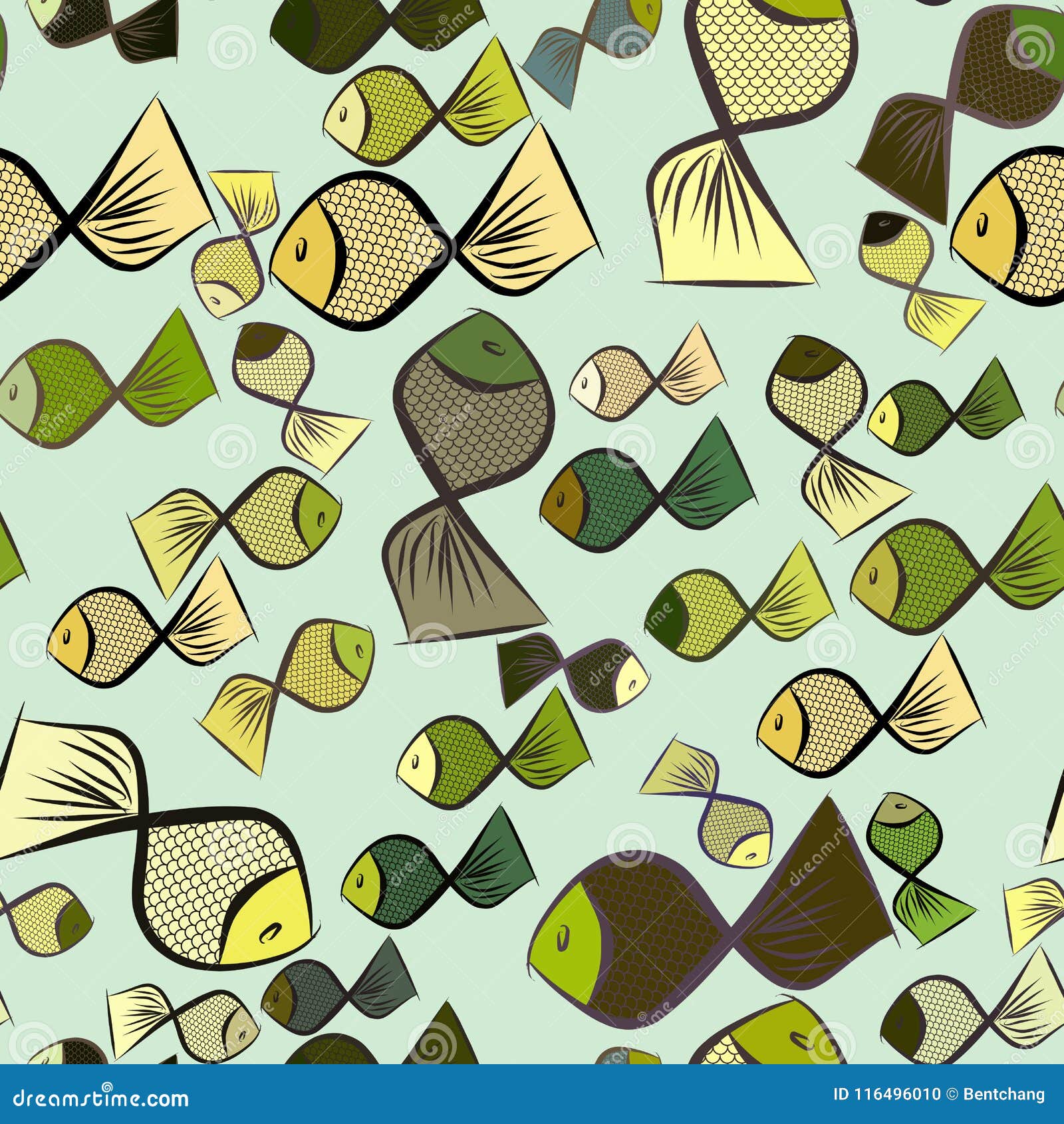 Seamless Abstract Illustrations of Fish, Conceptual. Surface, Texture ...