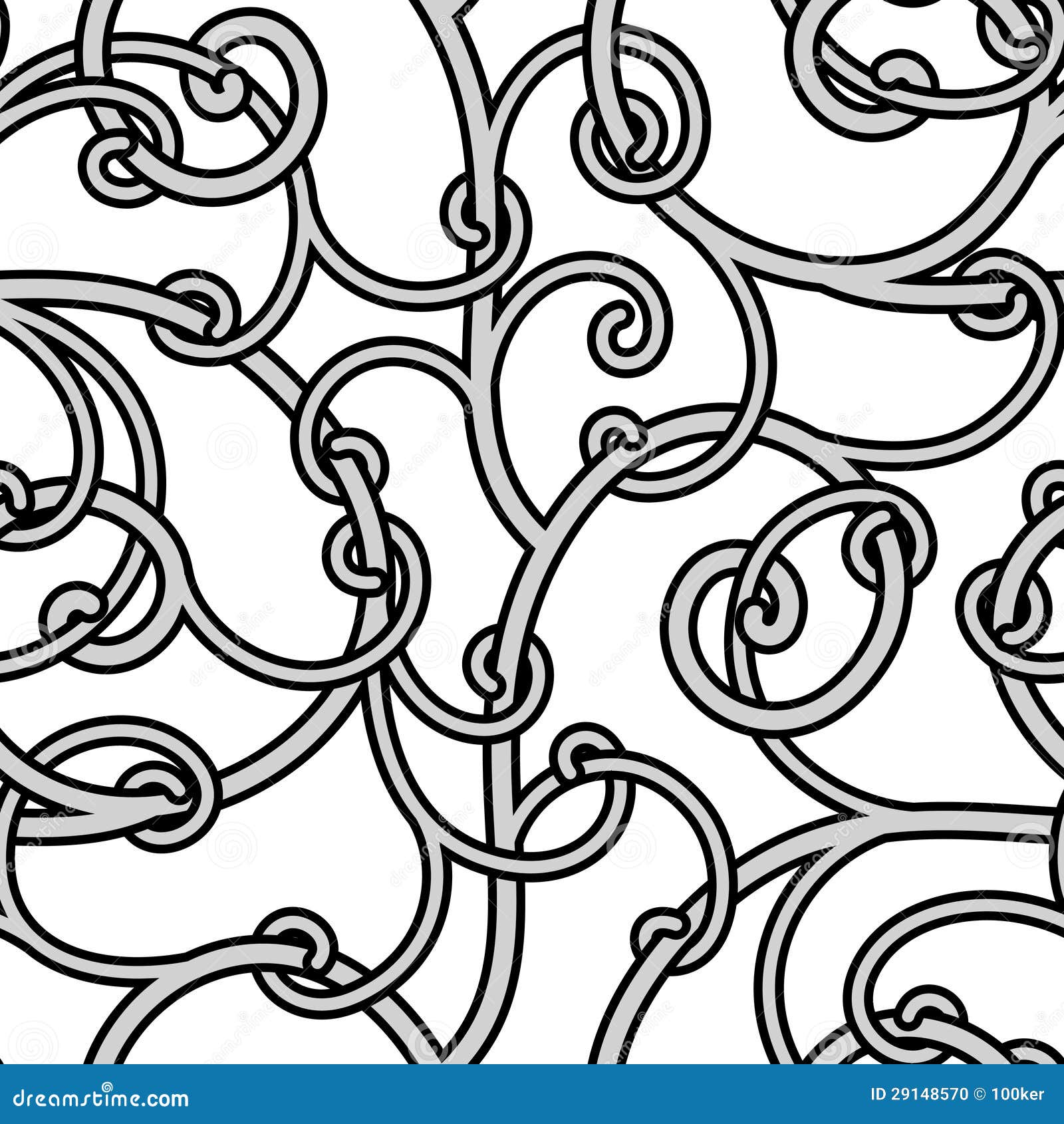 Seamless Abstract Liana Twisted Tendril Background Vector Illustration ...