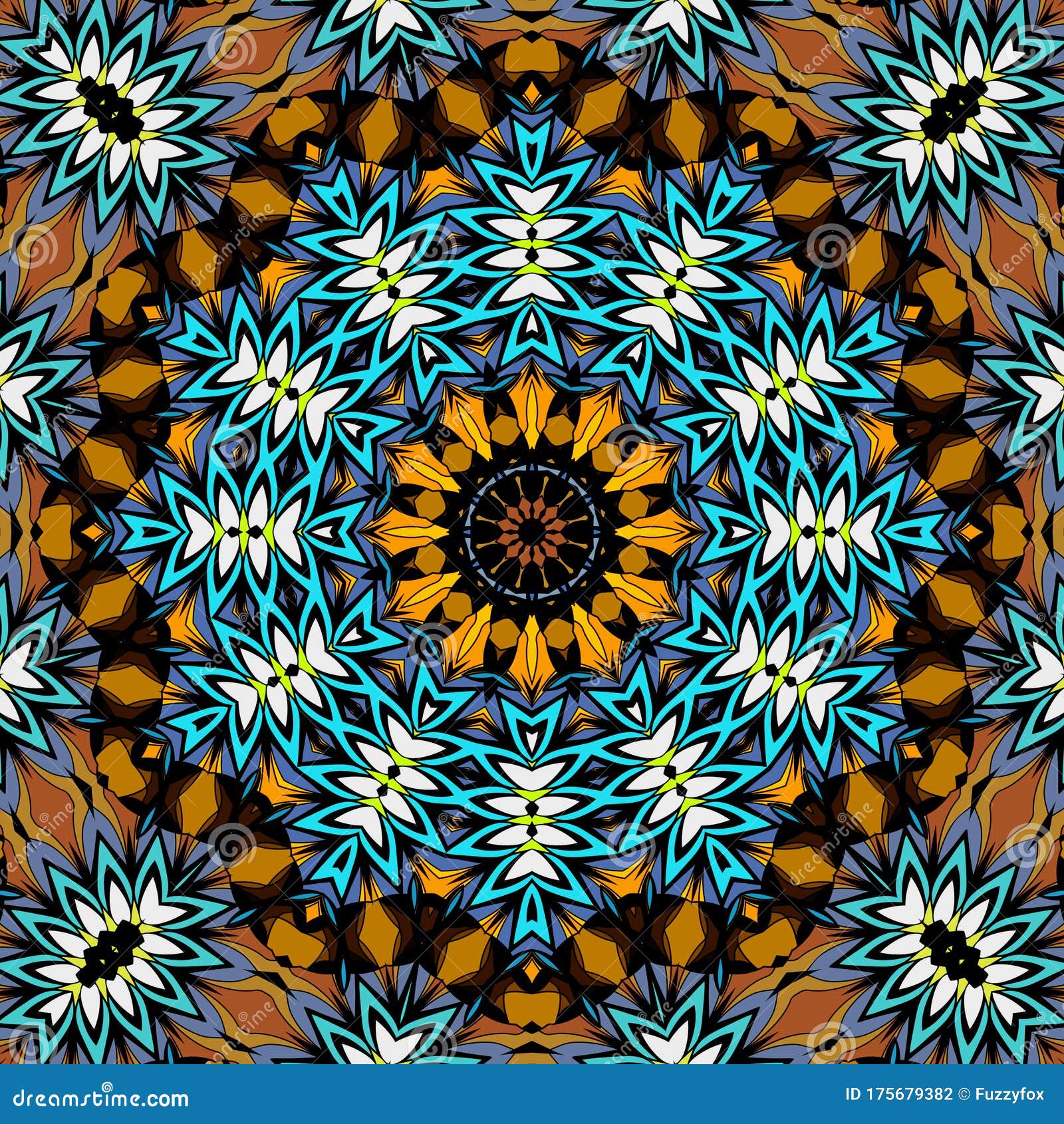 Seamless Abstract Mandala Round Pattern Spring Summer Fresh Stock ...