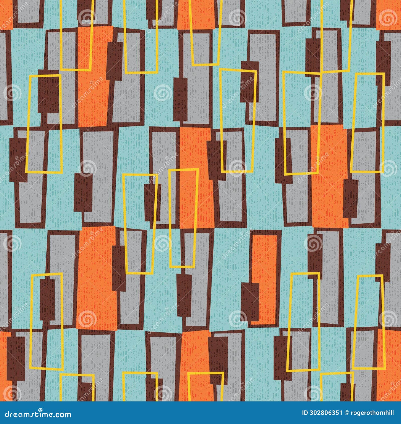 Seamless Abstract Mid Century Modern Pattern of Rectangles Stock Vector - Illustration of 1950s ...