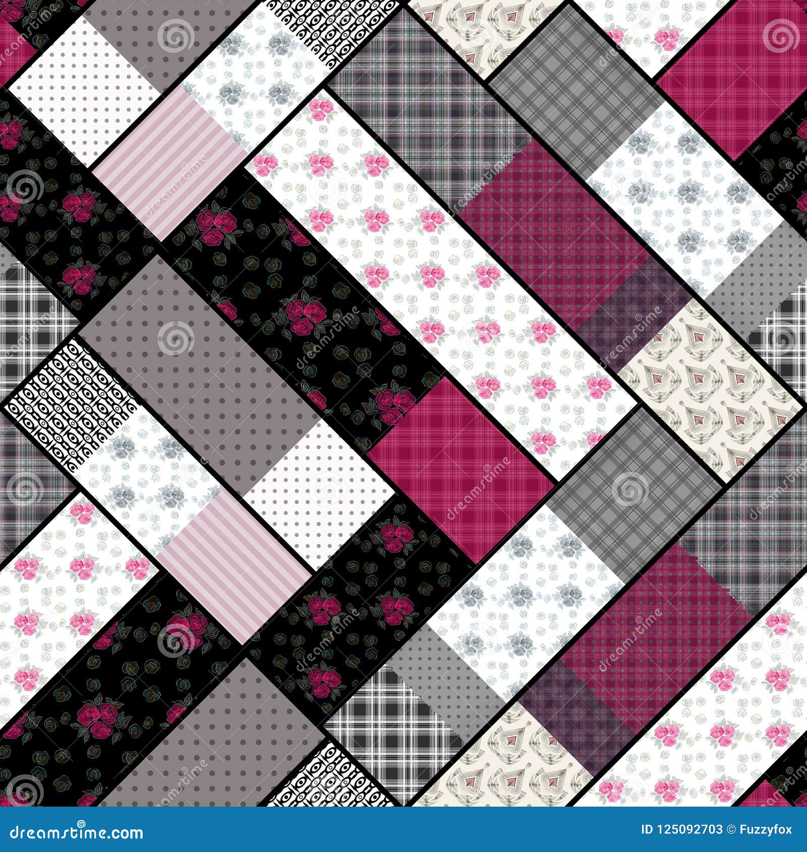 Seamless Abstract Modern Geometrical Patchwork Pattern Stock Illustration - Illustration of ...