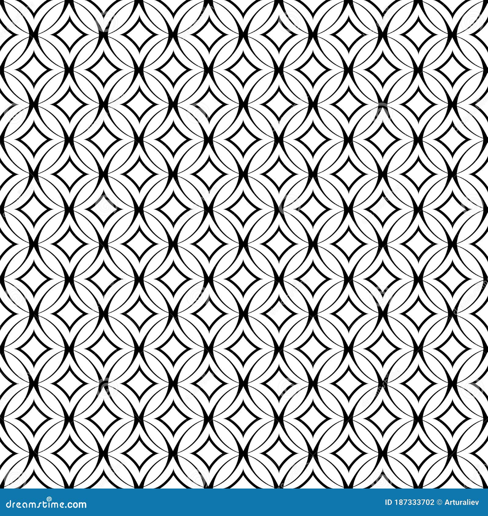 Seamless Abstract Monochrome Geometric Circle Line Pattern Background ...