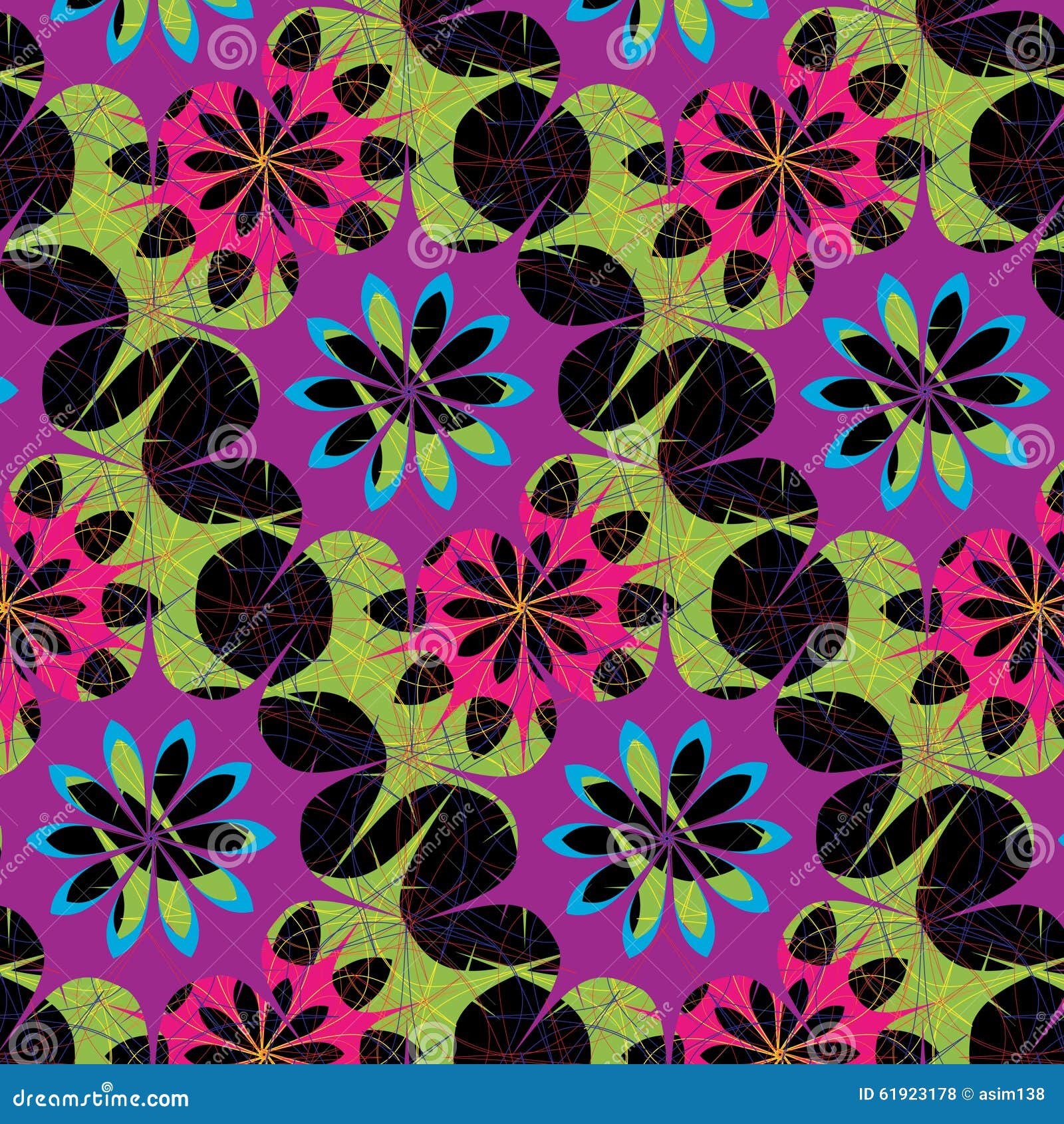 Seamless Abstract Multicolor Floral Pattern Stock Vector - Illustration ...