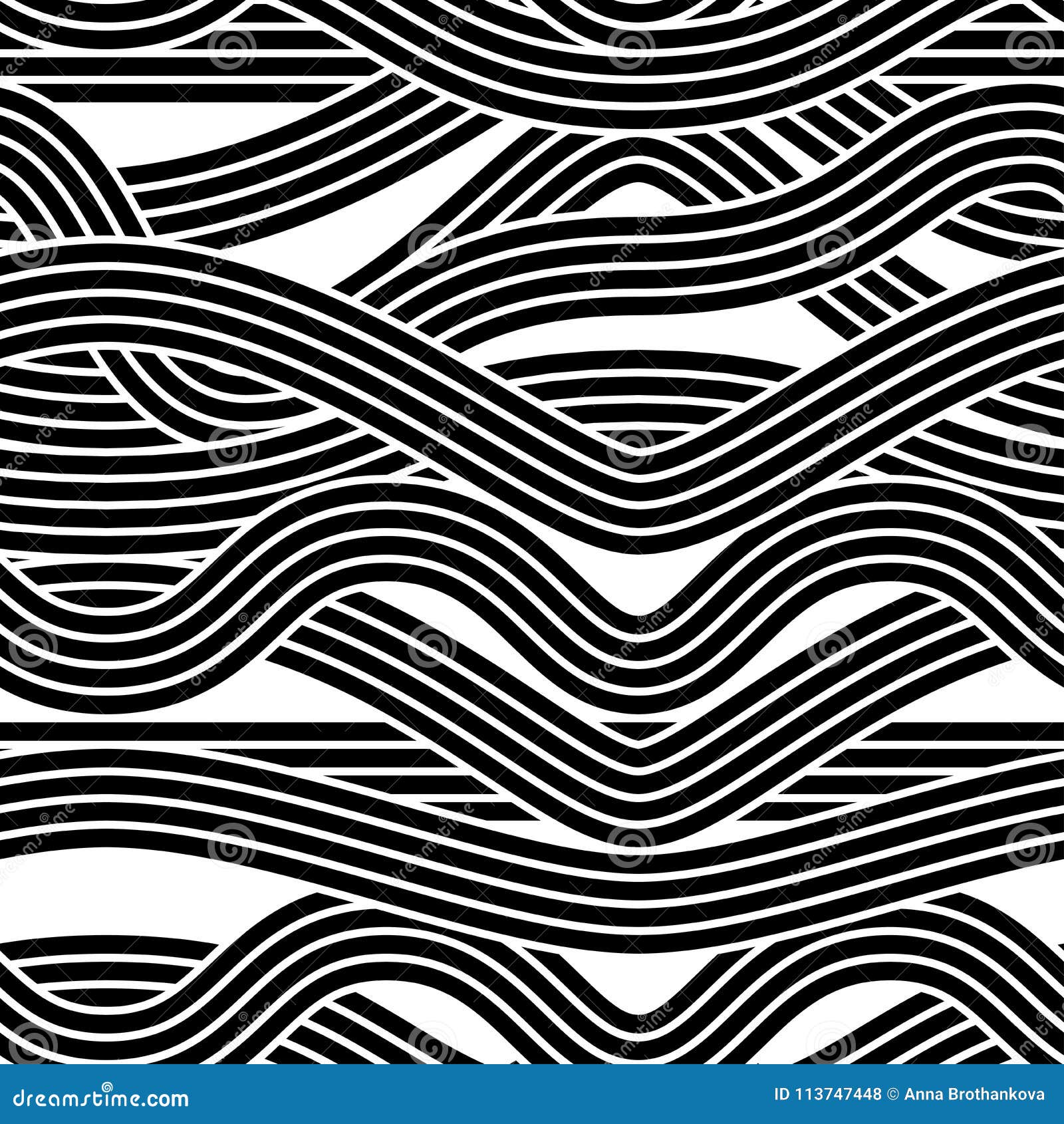 Seamless Abstract Noodle Wave Vector Pattern. Stock Vector ...