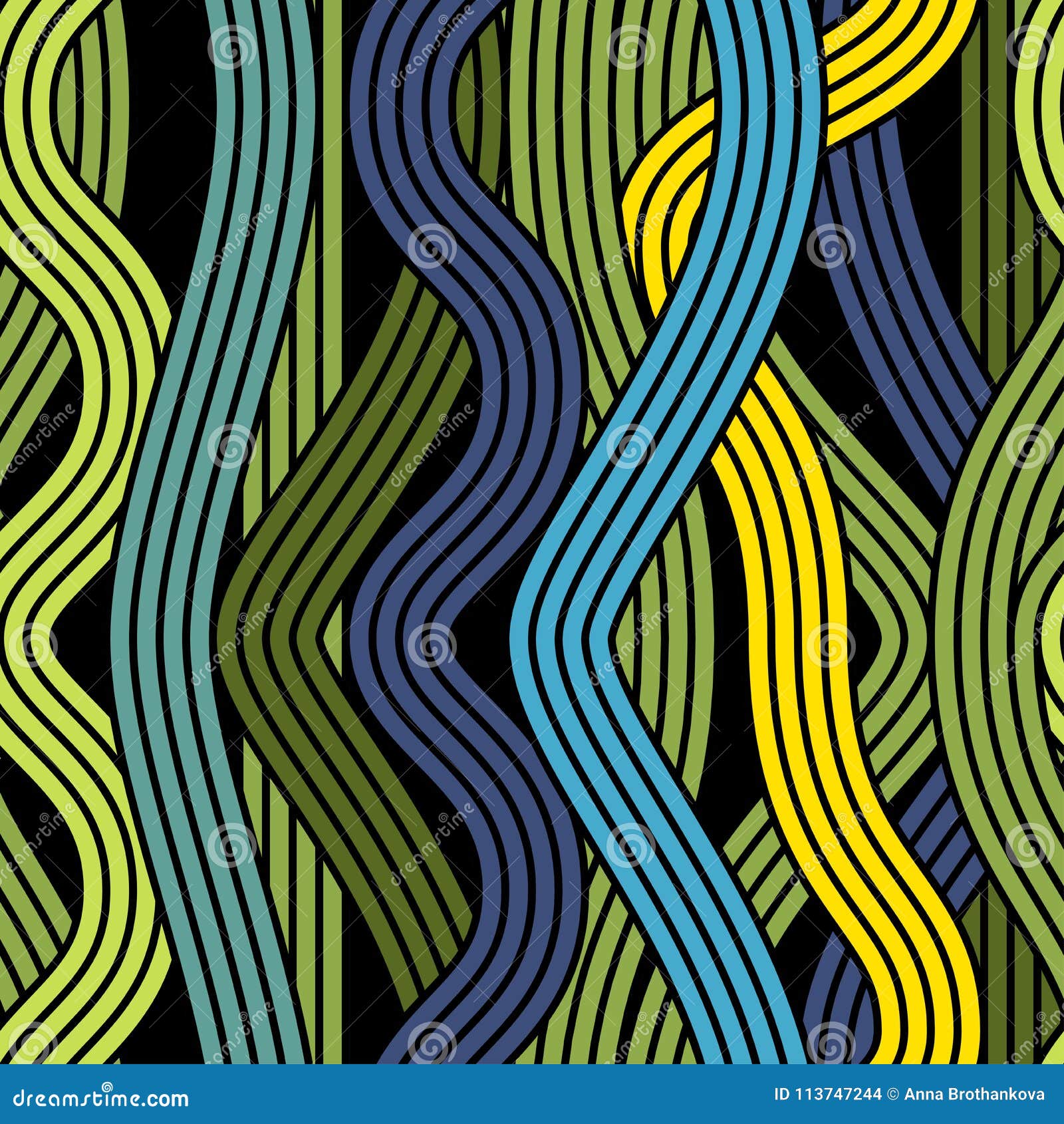 Seamless Abstract Noodle Wave Vector Pattern. Stock Vector ...