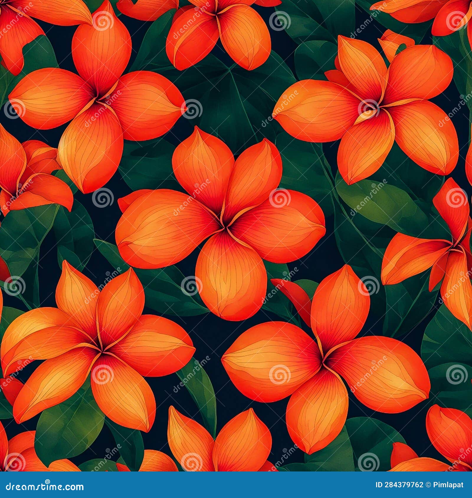 Seamless Abstract Orange Flower Pattern Background. Stock Illustration ...