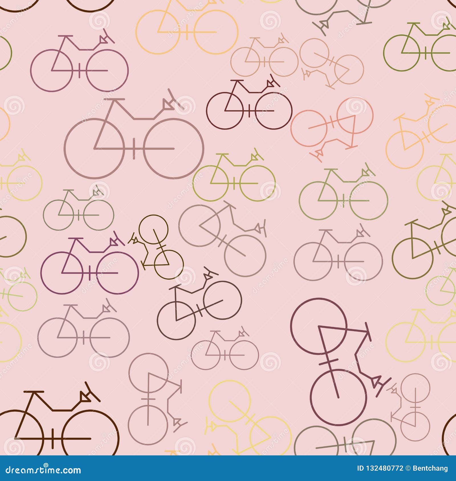 Seamless Abstract Outline of Bicycle Illustrations Background ...
