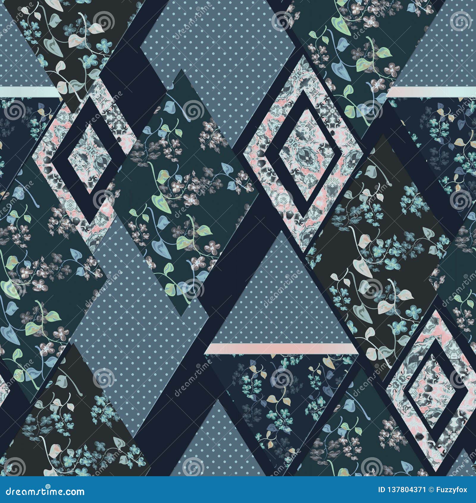 Seamless Abstract Patchwork Plaid Patches Pattern Dark Stock ...