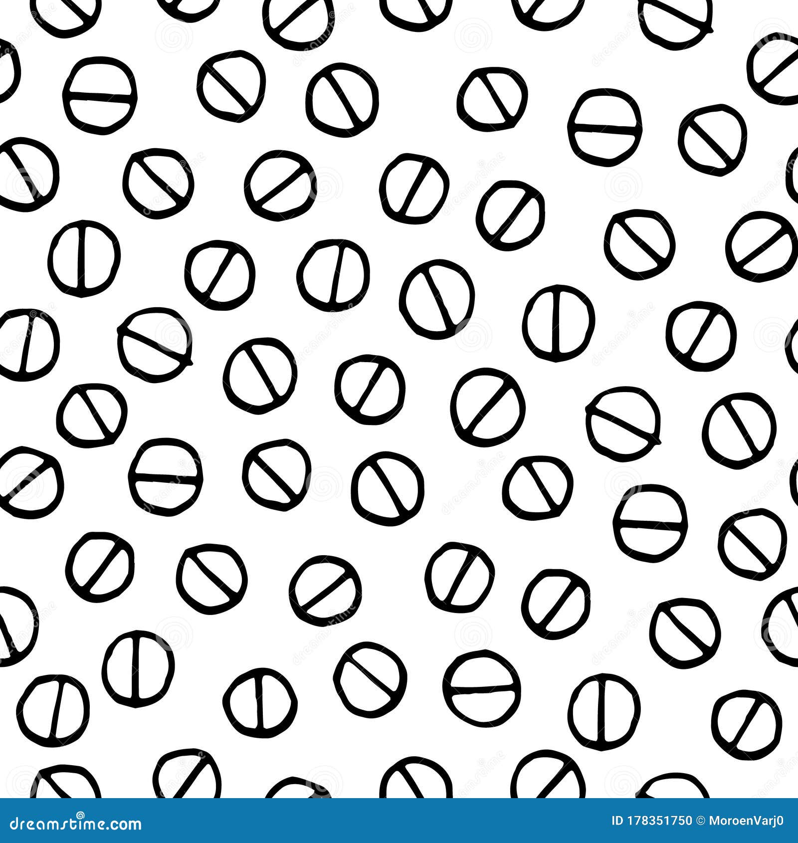 Seamless Abstract Pattern of Black and White Round Elements. Pattern ...