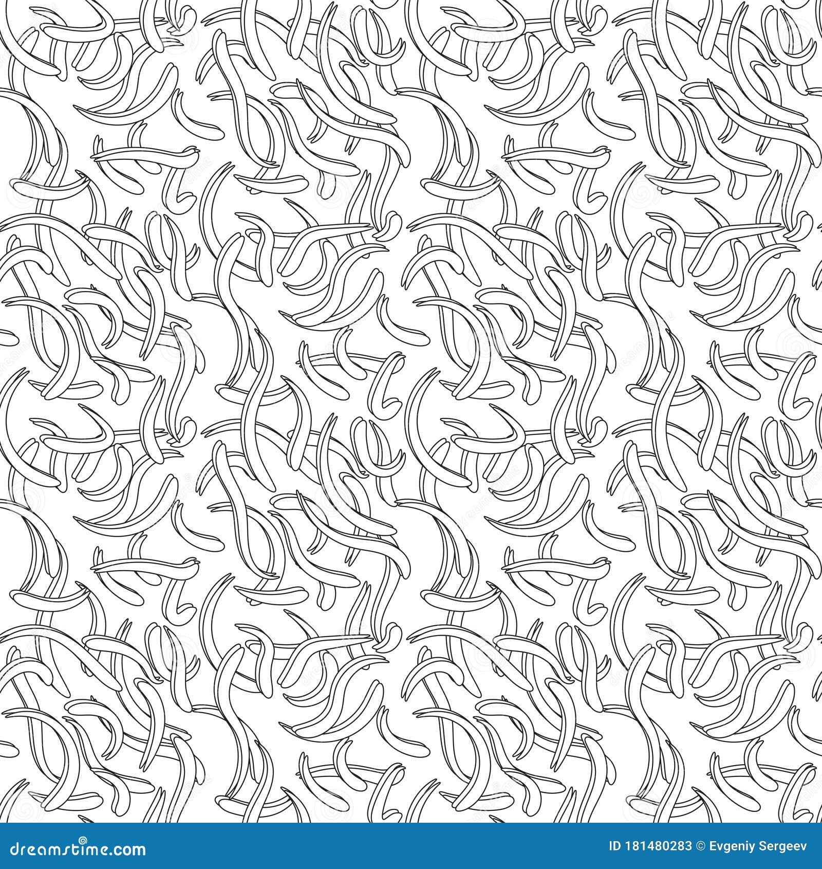 Seamless Abstract Pattern Chaotic Curved Strokes with Outline on White ... Seamless Abstract Pattern Chaotic Curved Strokes with Outline on White ...