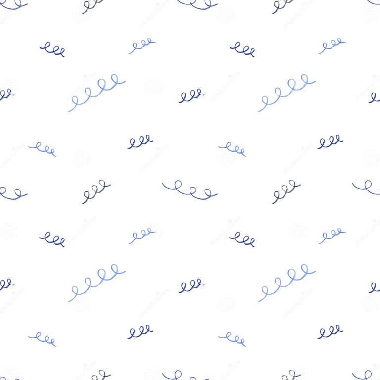 Seamless Abstract Pattern with Colored Pencils Scribble. Blue Scrawl ...