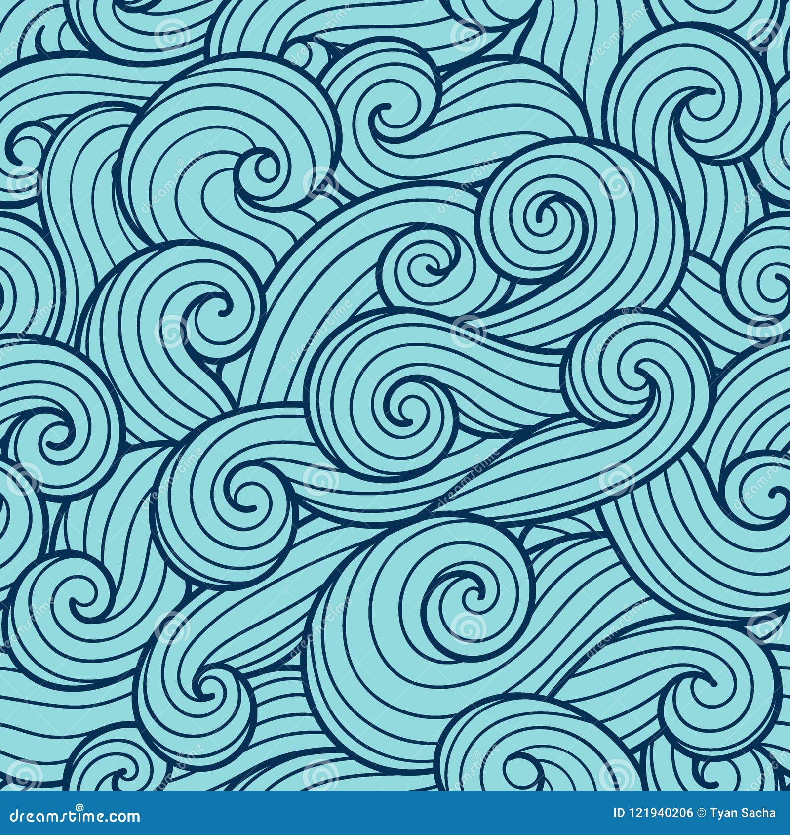 Seamless Abstract Pattern. Curly Waves and Spirals Stock Illustration ...
