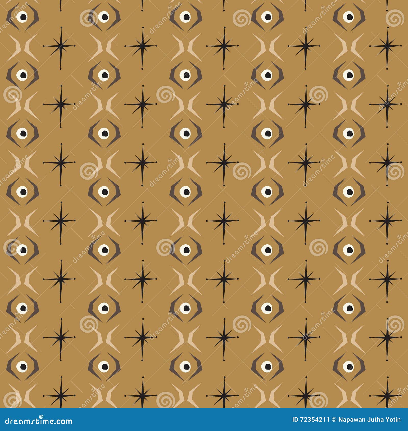 Seamless Abstract Pattern Eye Tile with Brown Background Stock Vector ...