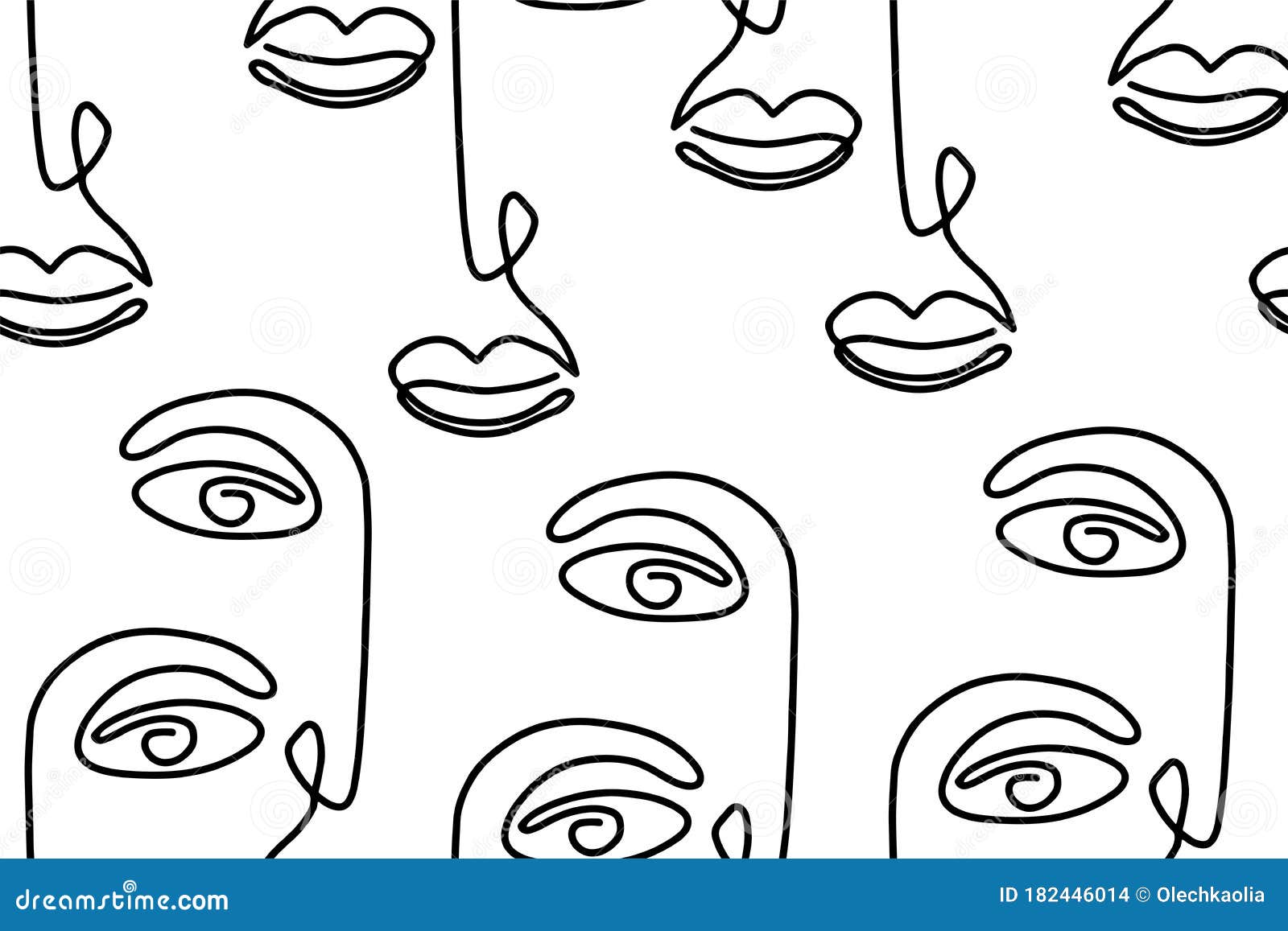 Seamless Abstract Pattern with Face Stock Illustration - Illustration ...