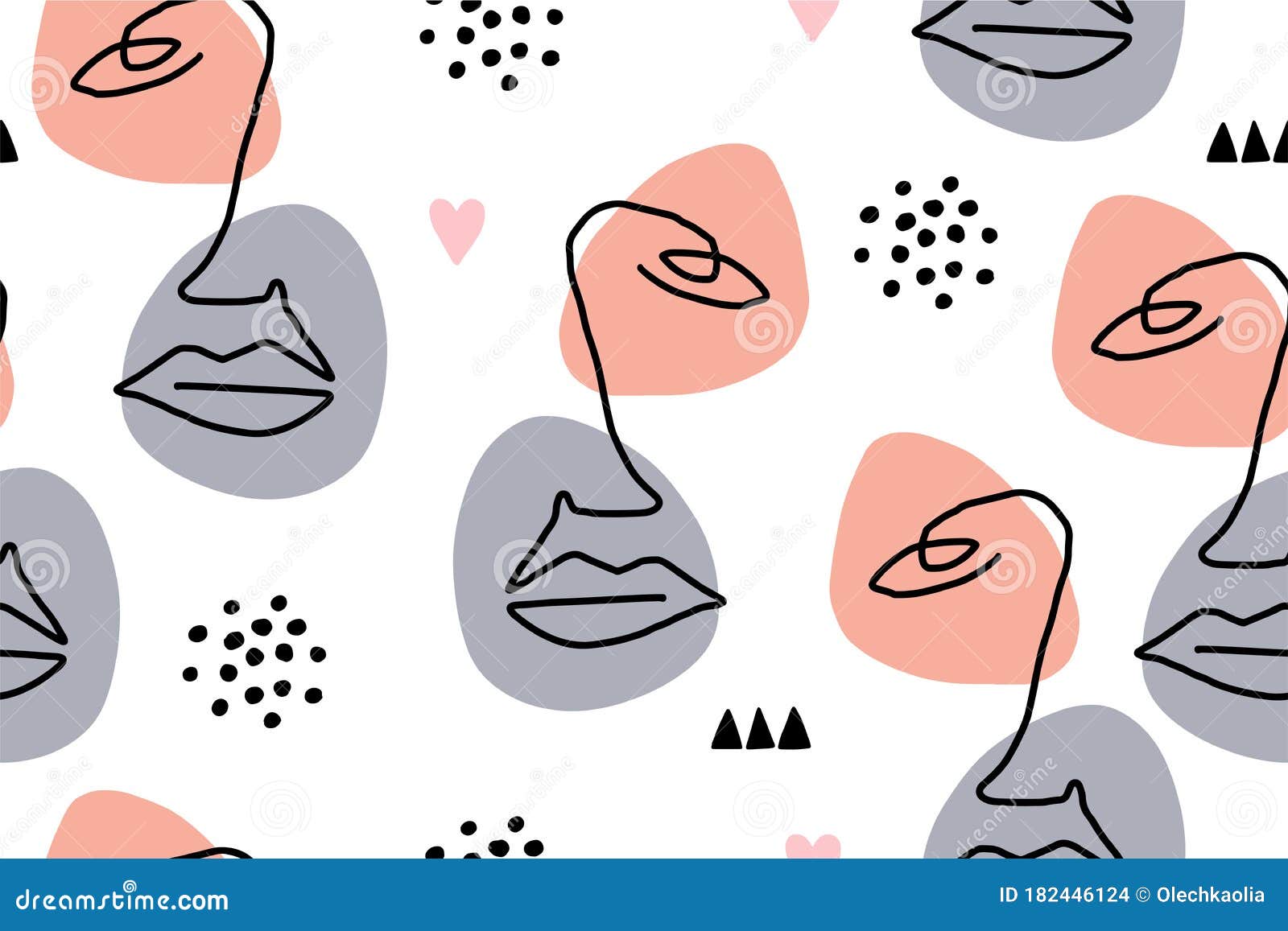 Seamless Abstract Pattern with Face Stock Illustration - Illustration ...