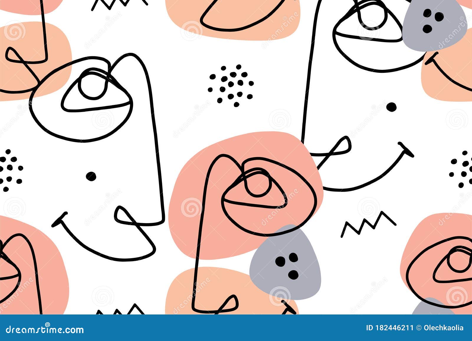 Seamless Abstract Pattern with Face Stock Illustration - Illustration ...
