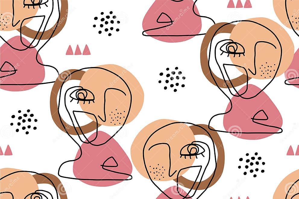 Seamless Abstract Pattern with Face Stock Illustration - Illustration ...