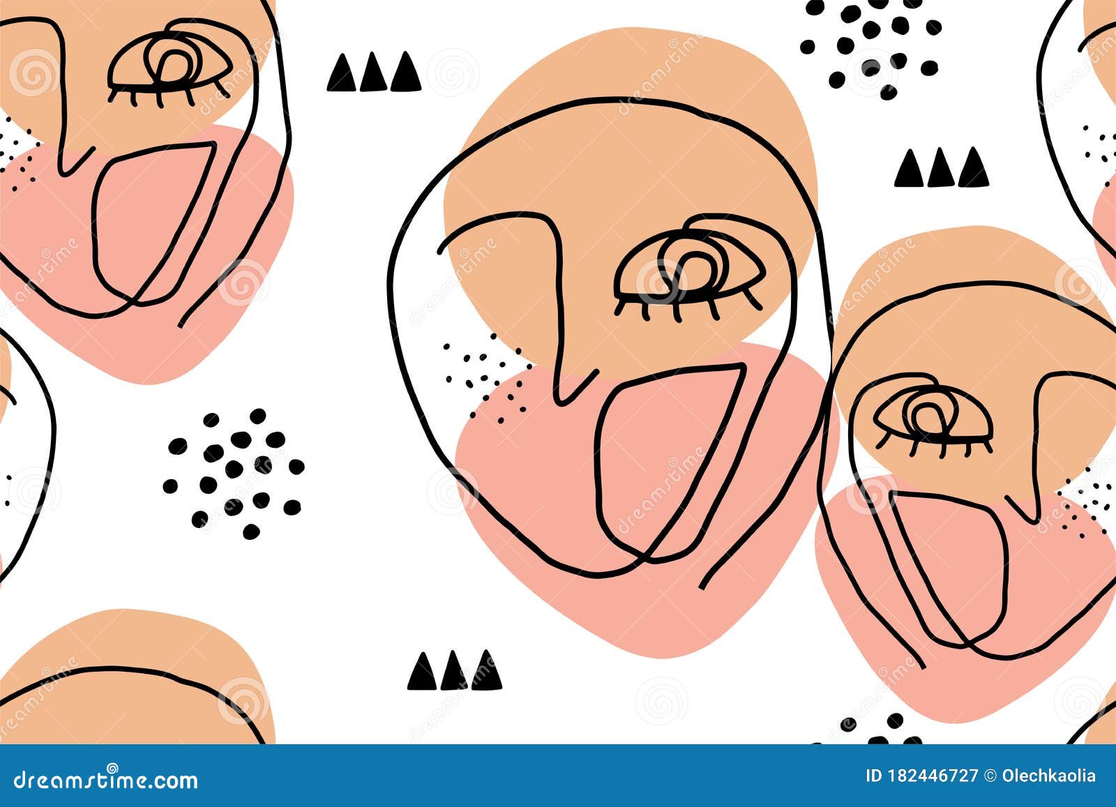 Seamless Abstract Pattern with Face Stock Illustration - Illustration ...