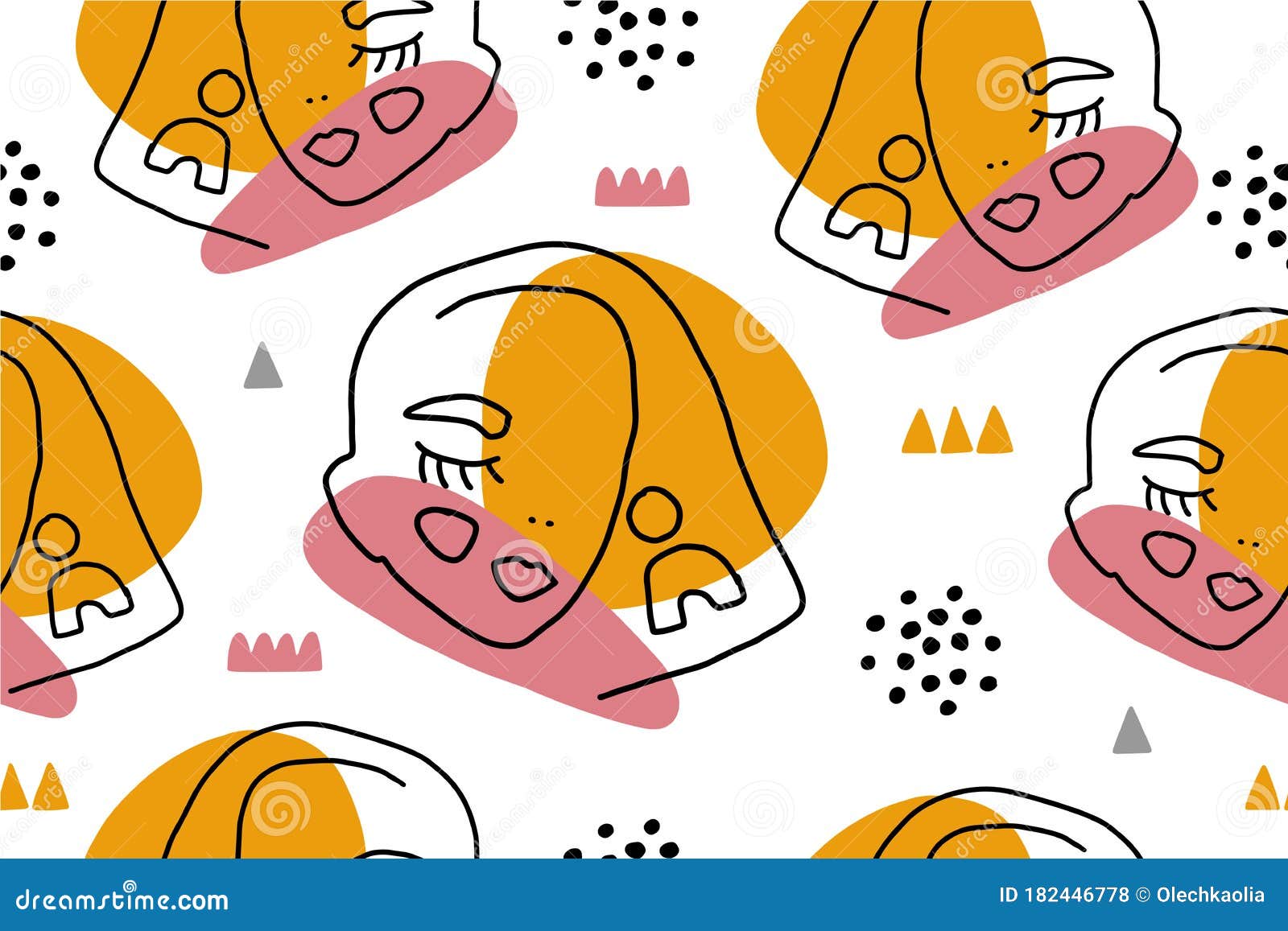 Seamless Abstract Pattern with Face Stock Illustration - Illustration ...