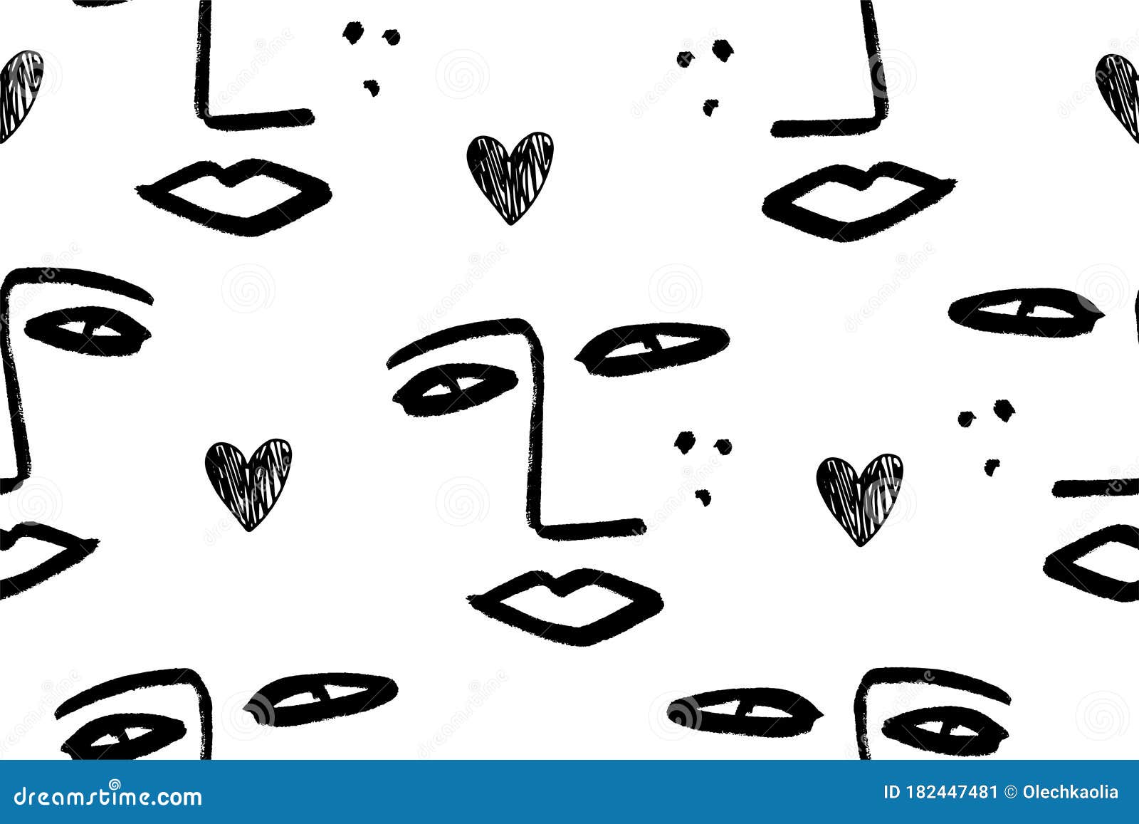Seamless Abstract Pattern with Face Stock Illustration - Illustration ...