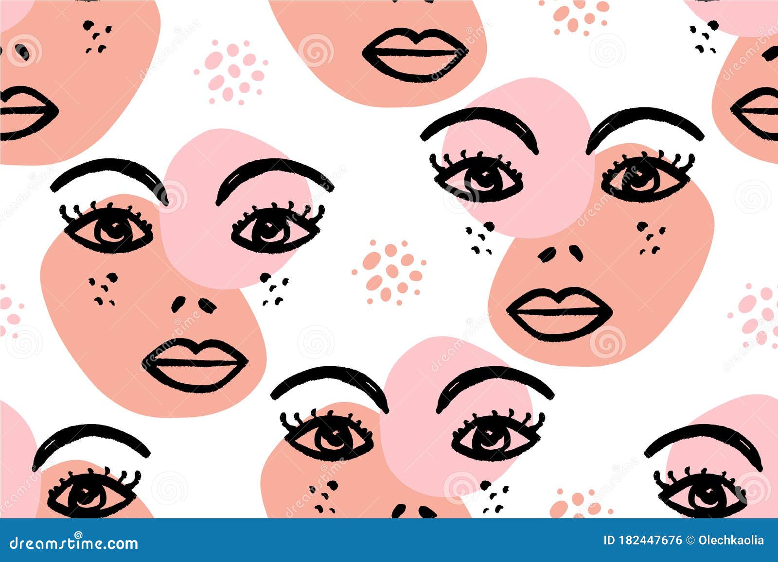 Seamless Abstract Pattern with Face Stock Illustration - Illustration ...