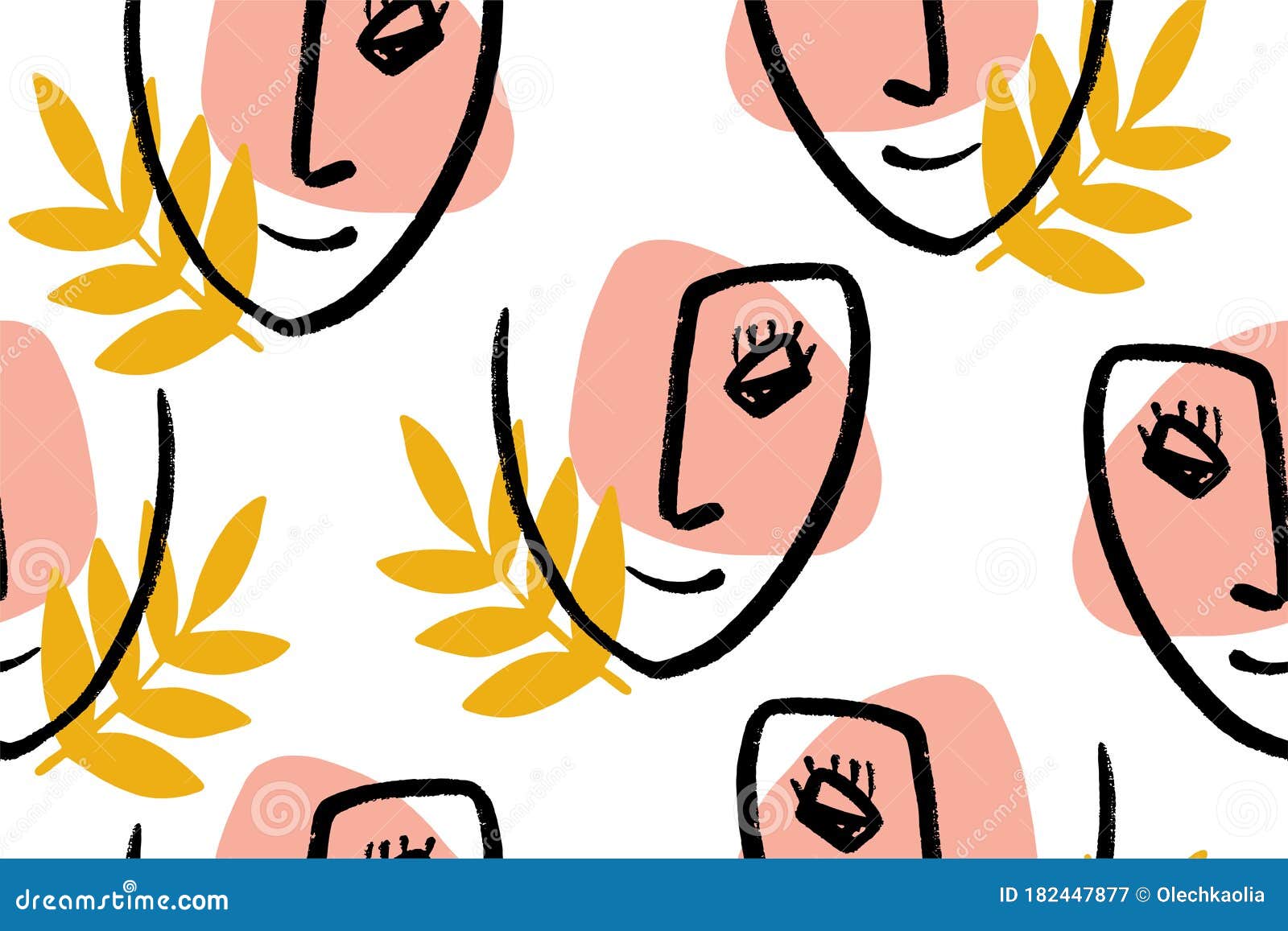 Seamless Abstract Pattern with Face Stock Illustration - Illustration ...