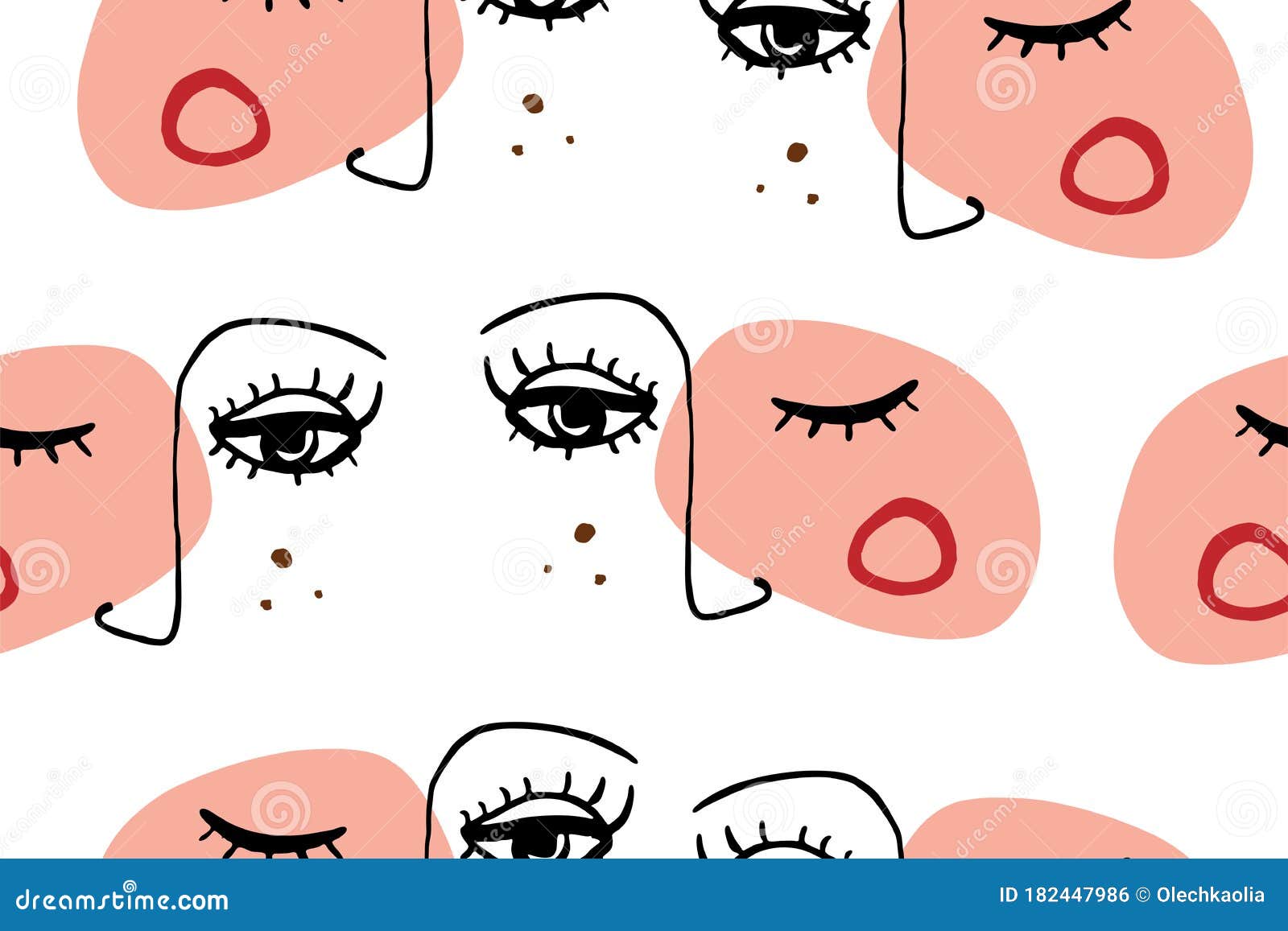 Seamless Abstract Pattern with Face Stock Illustration - Illustration ...