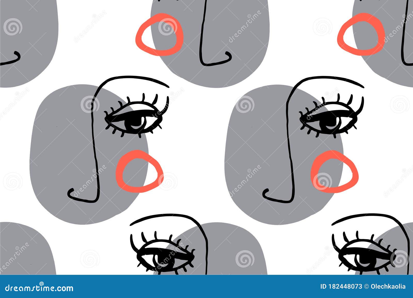 Seamless Abstract Pattern with Face Stock Illustration - Illustration ...