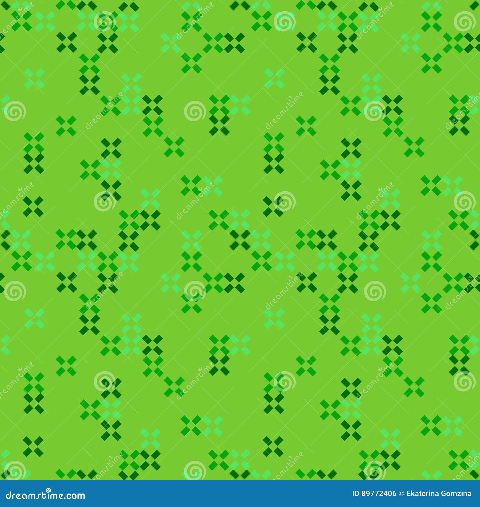 Seamless Abstract Pattern with Green Crosses on Light Background ...