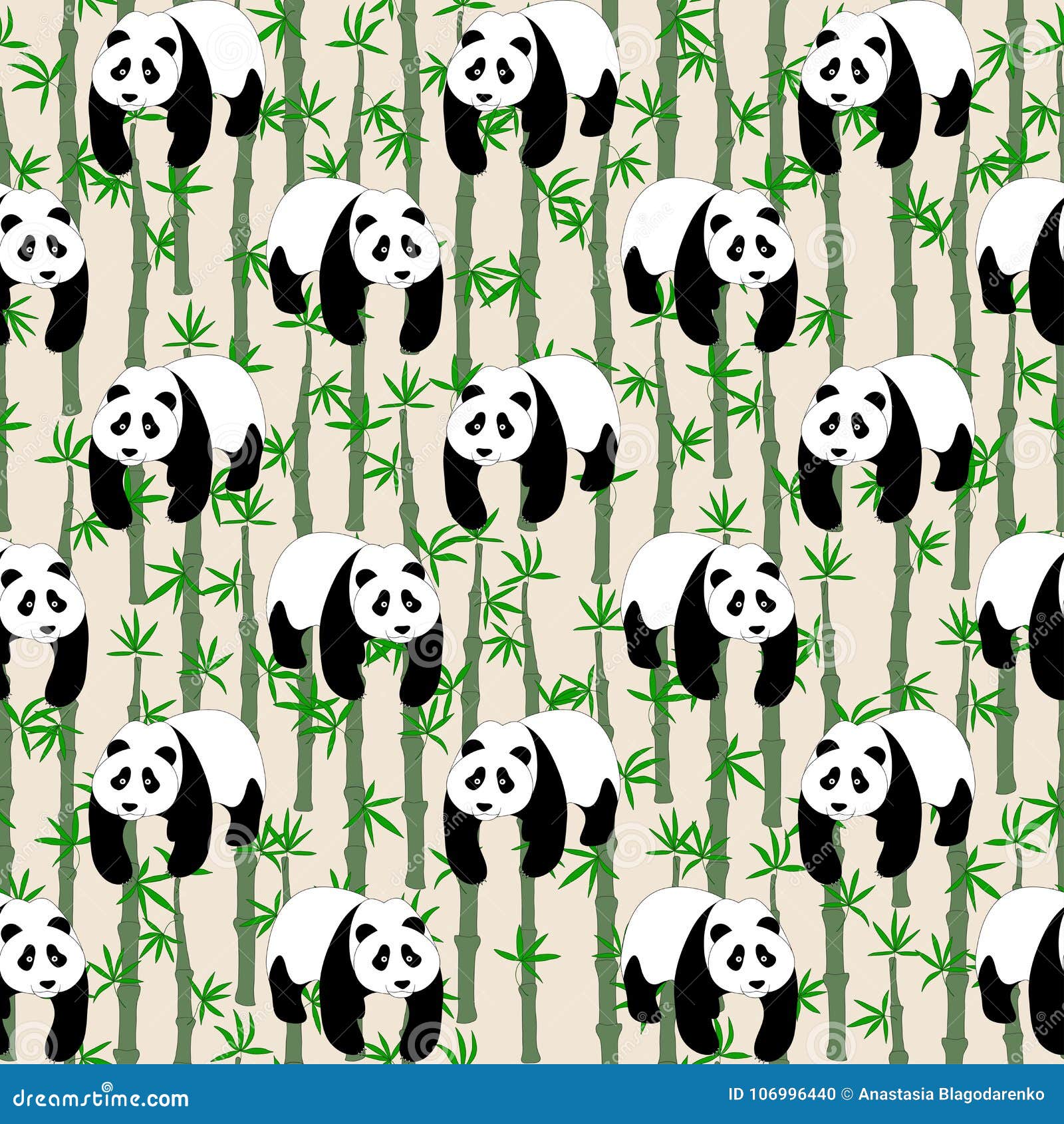 Seamless Abstract Pattern with Hand-drawn Cute Pandas Stock Vector ...