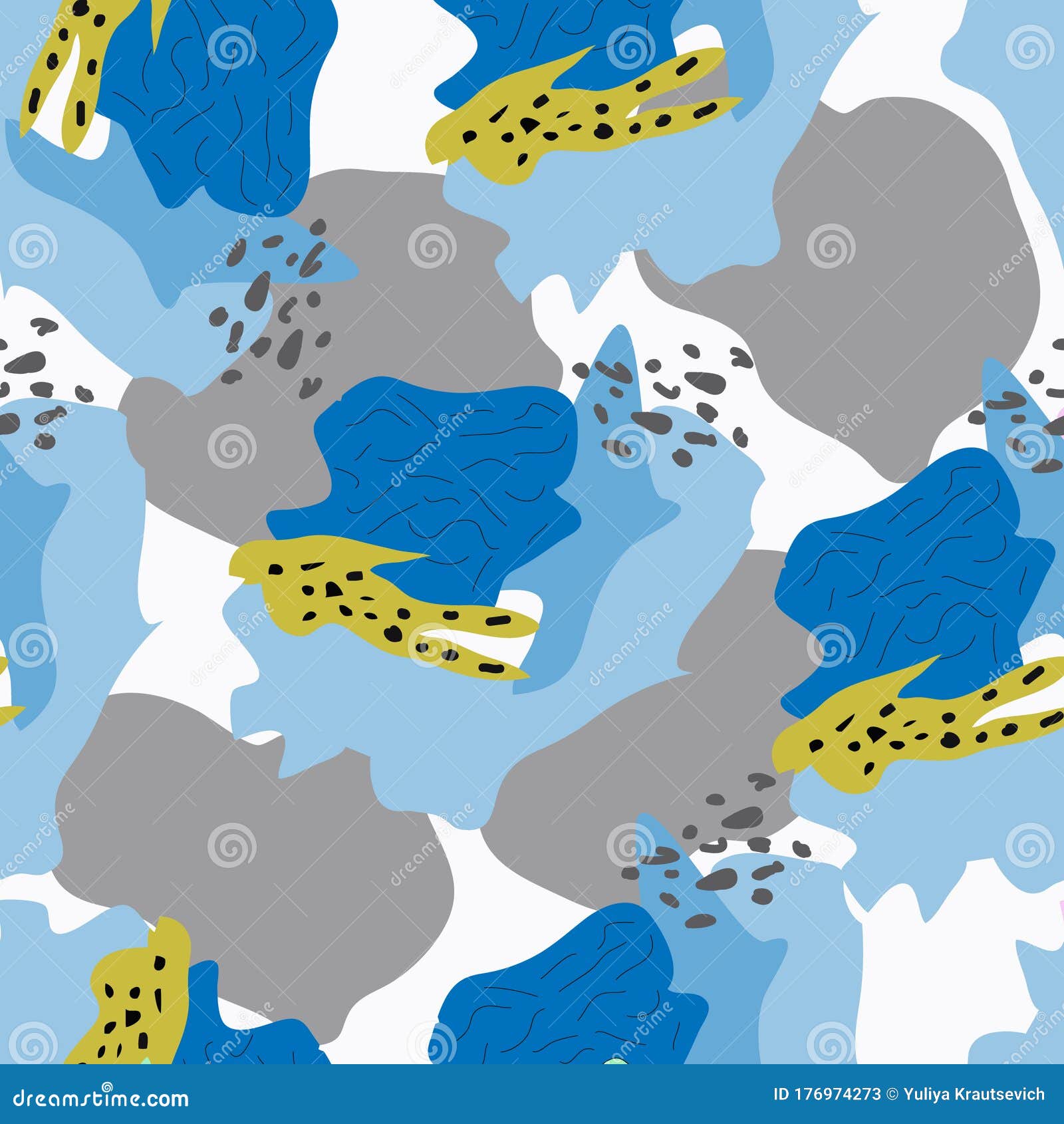 Seamless Abstract Pattern with Hand Shapes and Elements. Vector Trendy ...