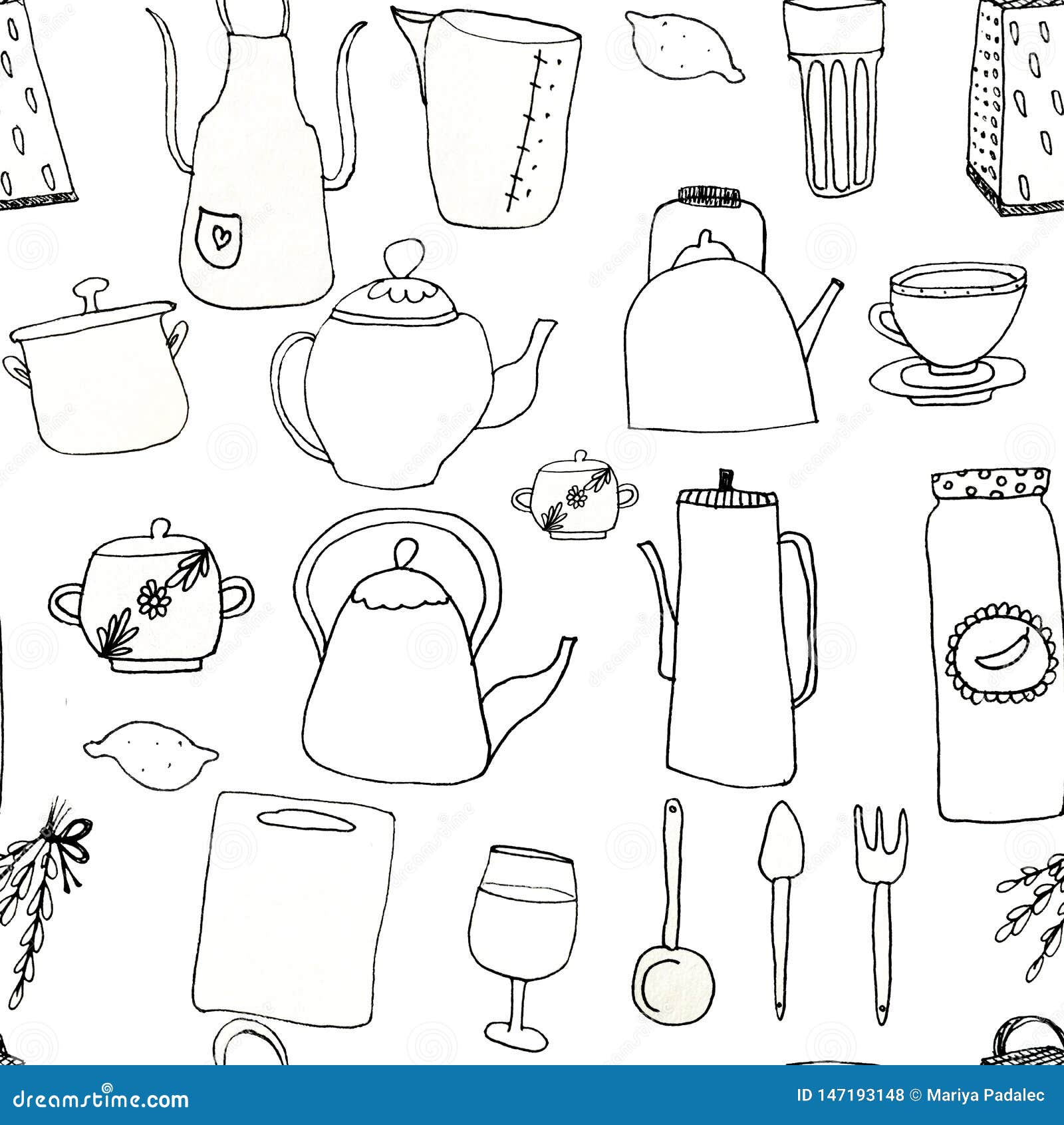 Seamless Abstract Pattern of Kitchen Utensils. Kitchen Utensils are ...