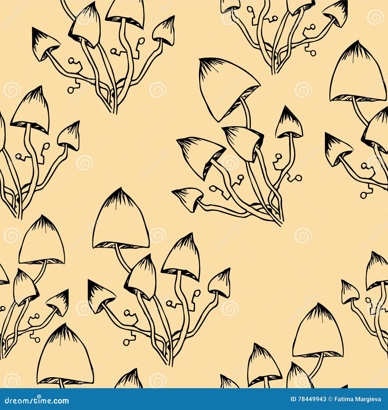 Seamless Abstract Pattern Psilocybin Mushrooms Stock Vector ...