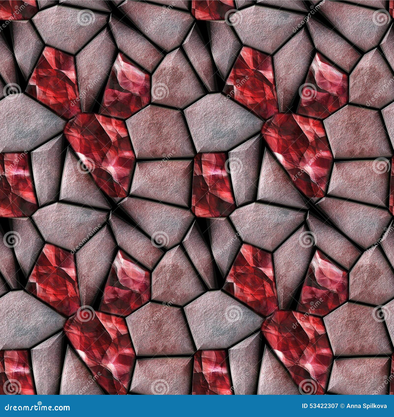 Seamless Abstract Pattern of Red Stones and Rubies Stock Illustration ...