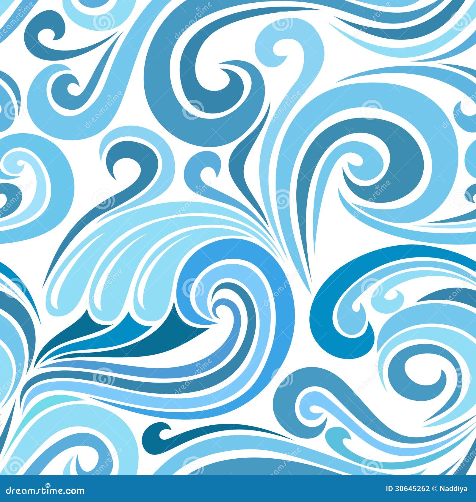 Vector Seamless Abstract Pattern with Sea Waves. Stock Vector ...
