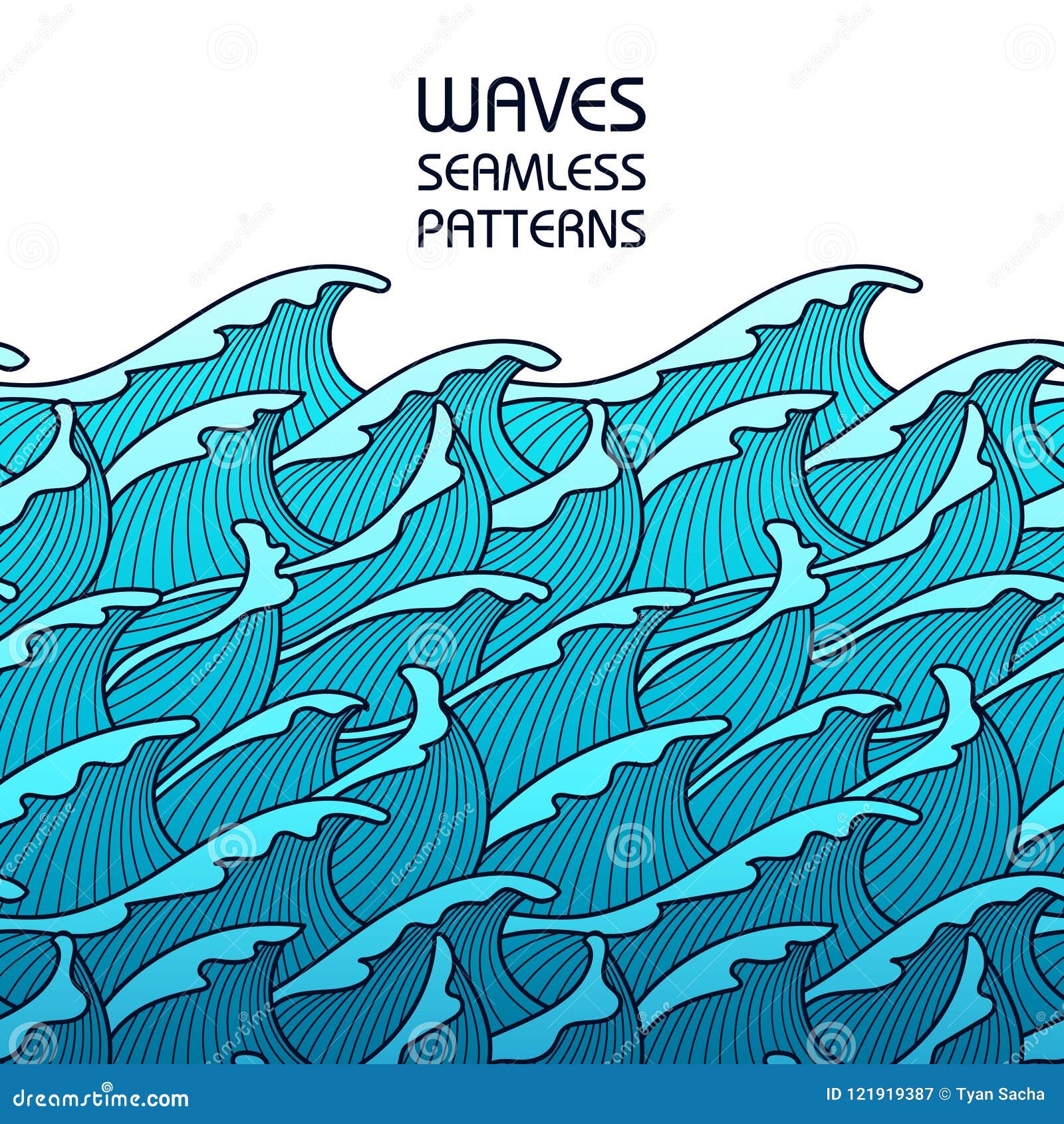 Seamless Abstract Pattern. Stormy Waves. Vector Illustration Stock ...