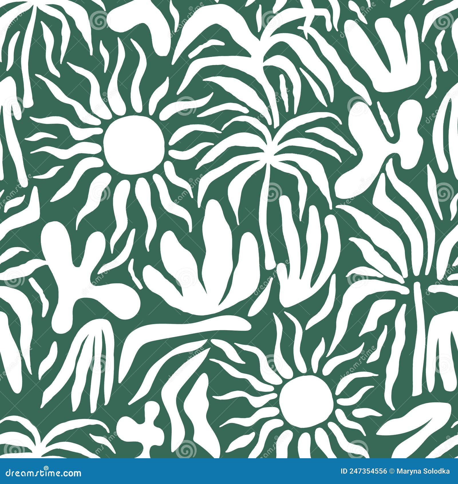 Seamless Abstract Pattern with Sun, Palm Tree, Leaves. Summer Sunset ...